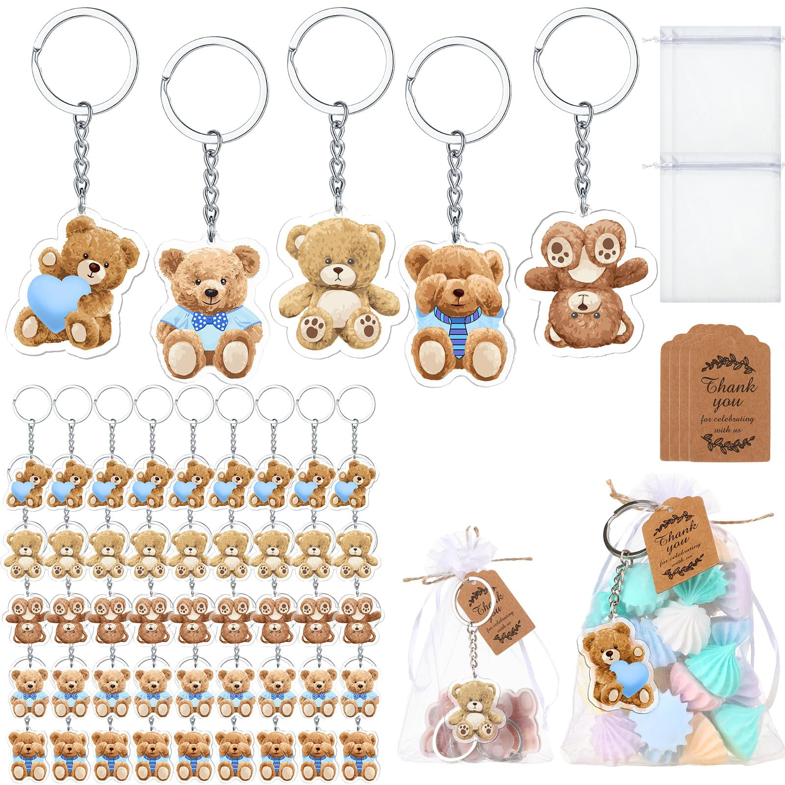 Wettarn 150 Pcs Cute Bear Style BSL1 Baby Shower Favors Party Favors ...