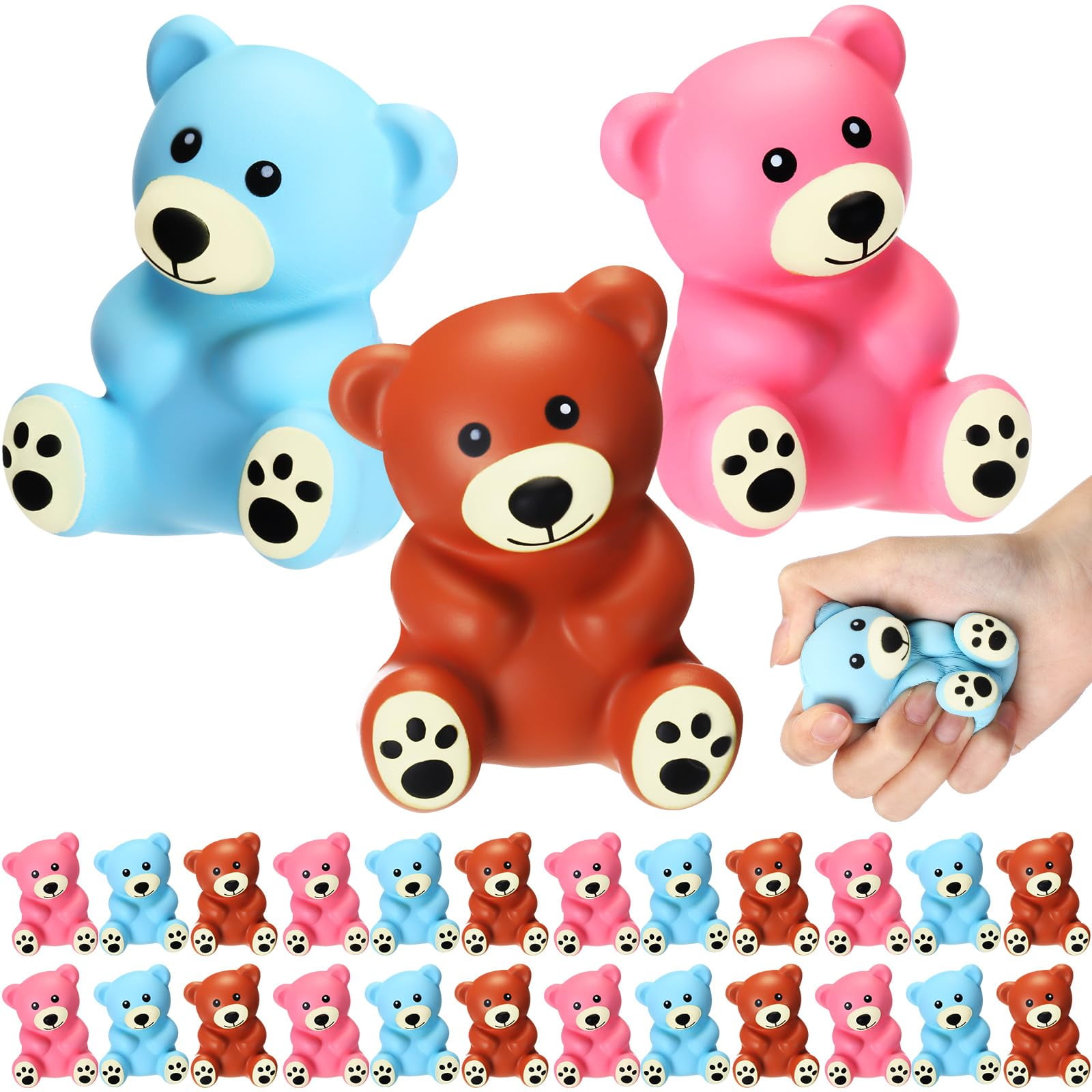 Wettarn 24 Pcs Bear DHF10 Toys Bulk Foam Party End of Year Gifts ...