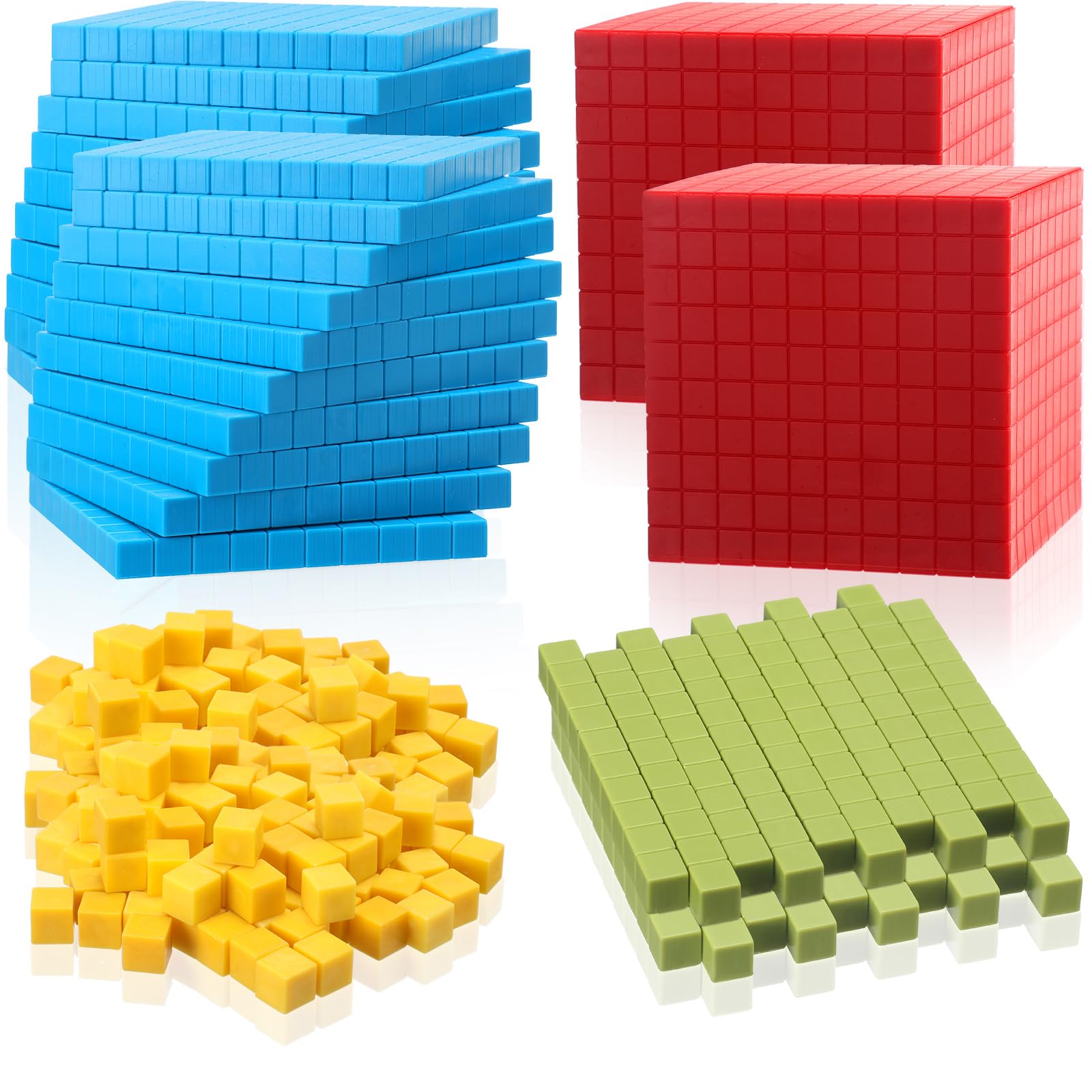 Wettarn 242 Pcs Plastic AIF4 Base Ten Blocks for Place Value Blocks ...