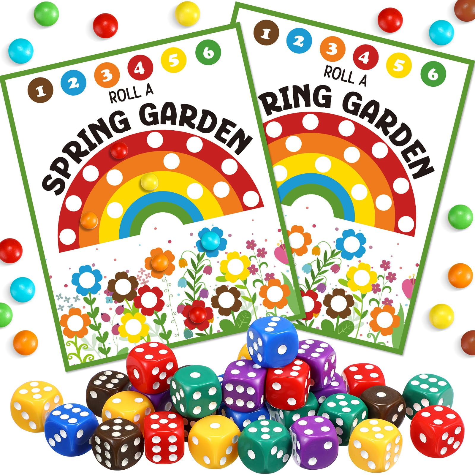 Wettarn 30 Set Spring Games Kits Roll a Spring Garden Game Roll a ...