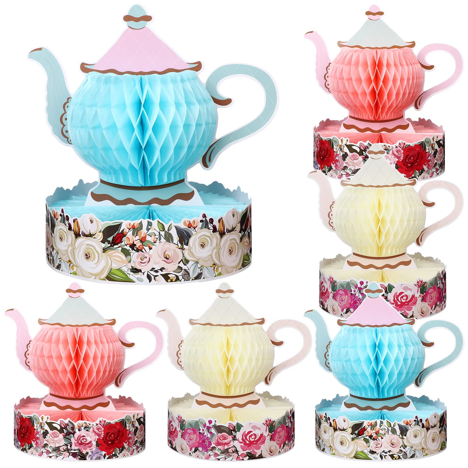 Wettarn 6 Pcs Floral STF9 Tea Decorations Princess Tea Honeycomb Tea ...