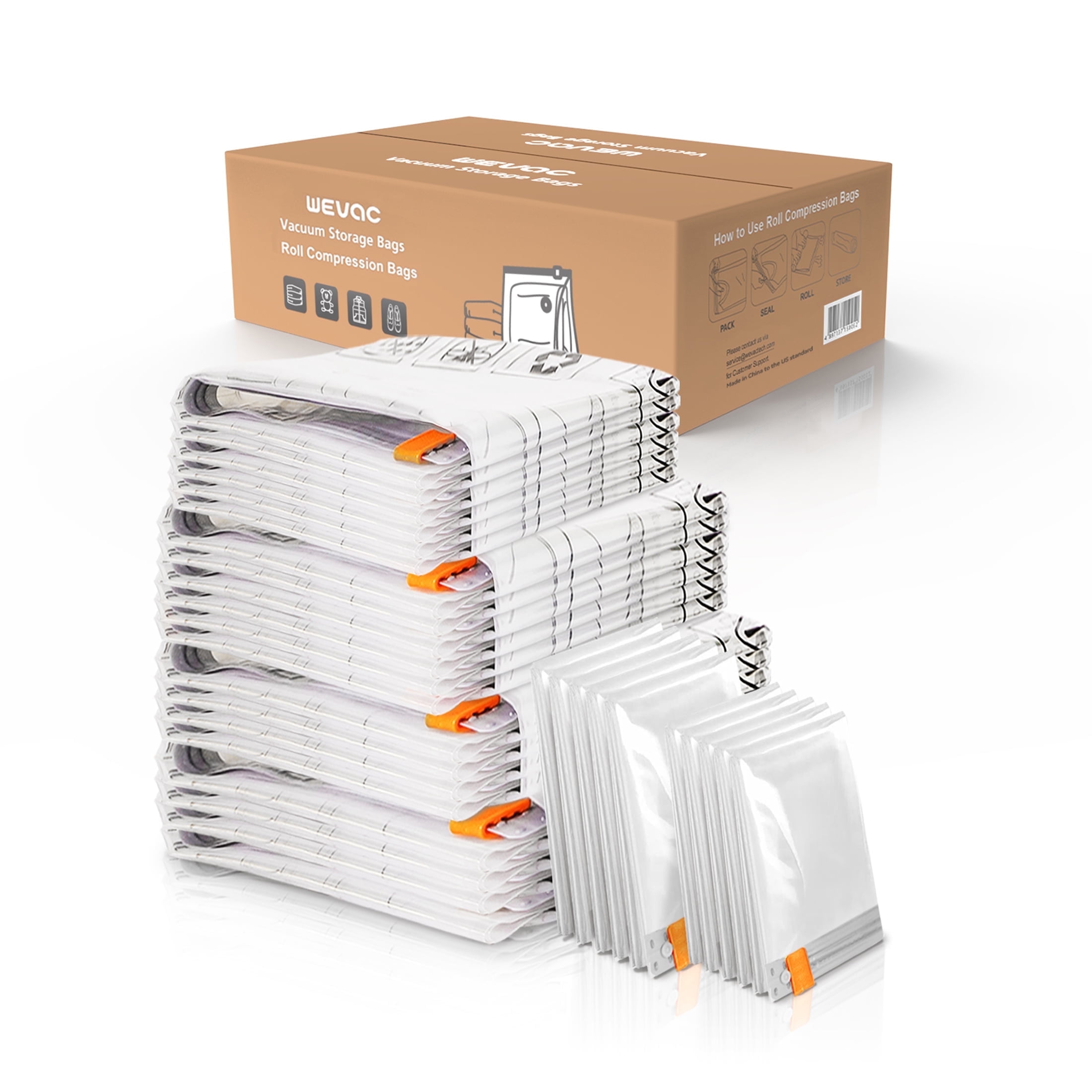 Wevac 30 Combo Compression Vacuum Storage Bags for Comforters (4XL, 4L, 6M, 6S, 5L Roll up, 5S ...