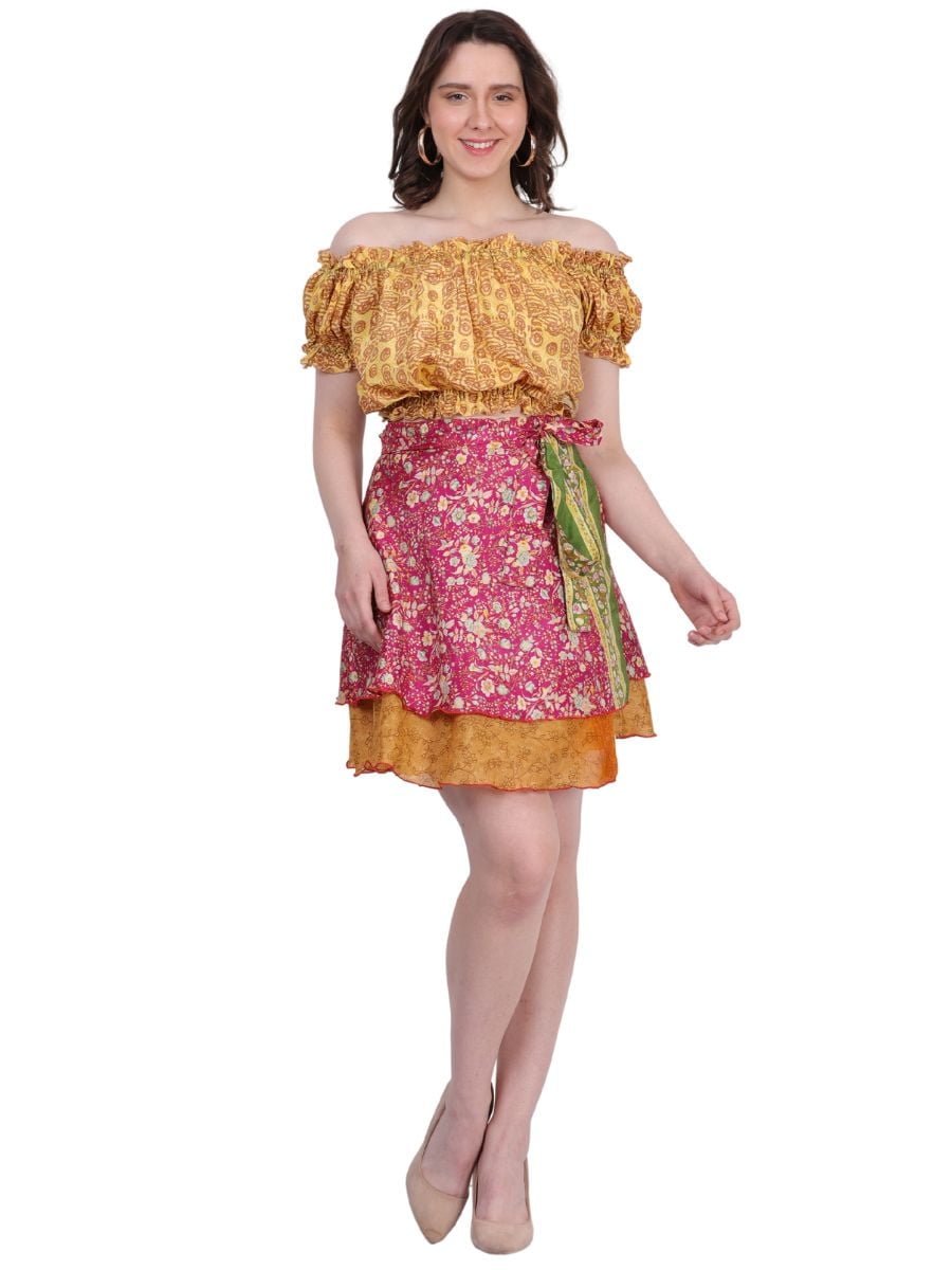 Wevez® Pack of 3 Pcs Original Two Layer Printed Wrap Around Skirts ...
