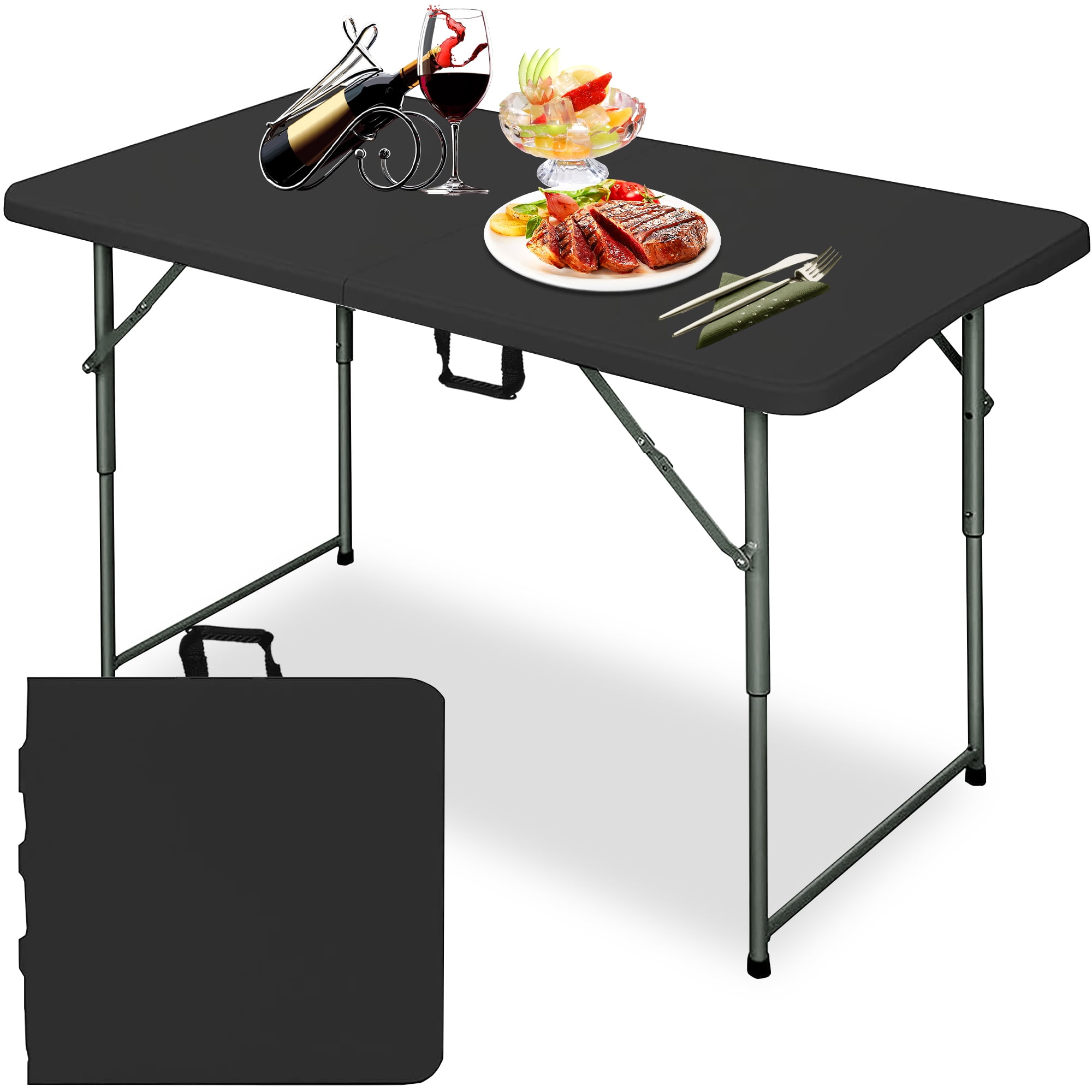 Wewdigi 4ft Folding Table, Black, Portable, Durable, Versatile for ...