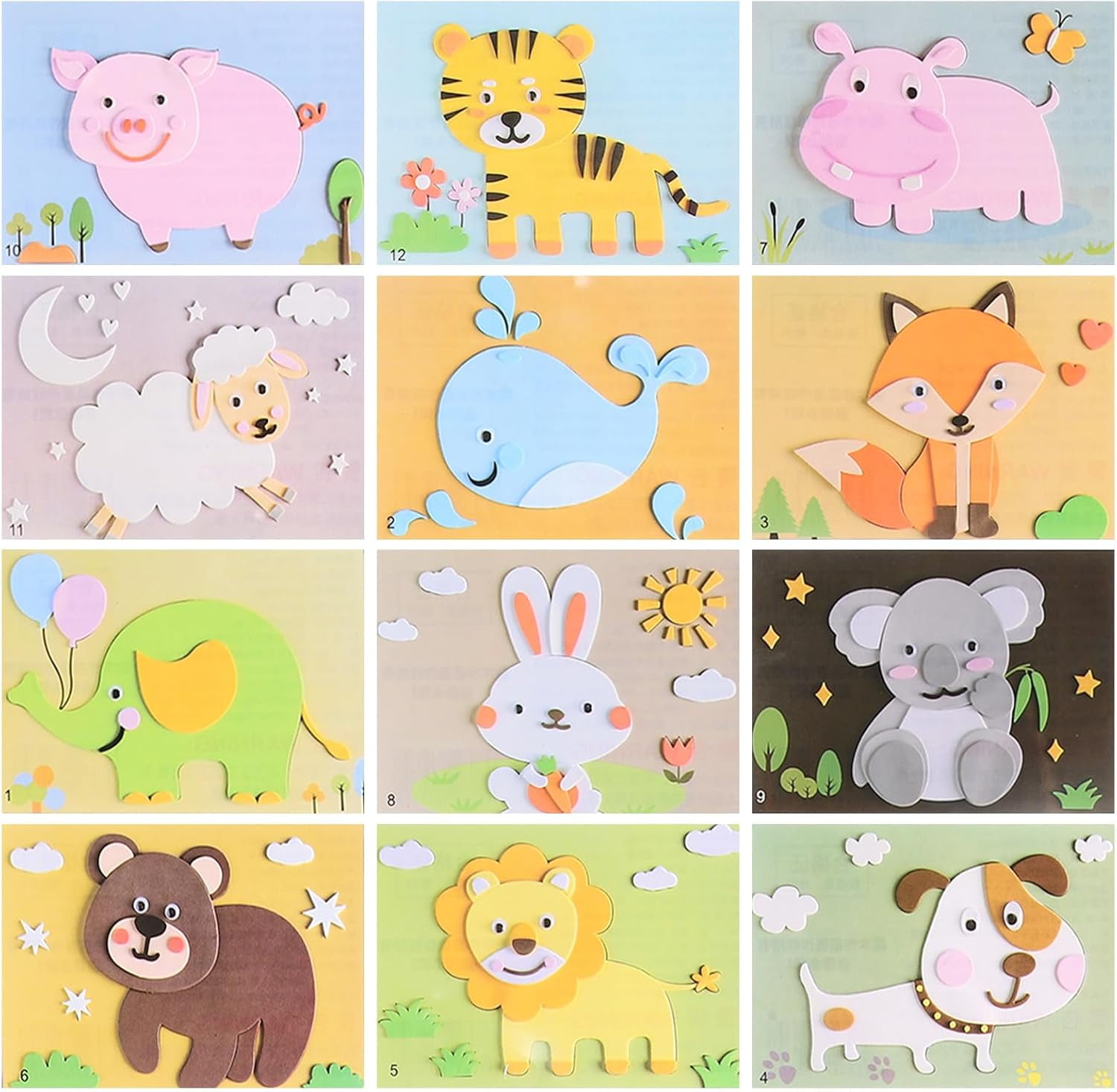 Wewean 12 Sheets of Animal Puzzle Stickers 3D Sticker Puzzles EVA Foam ...