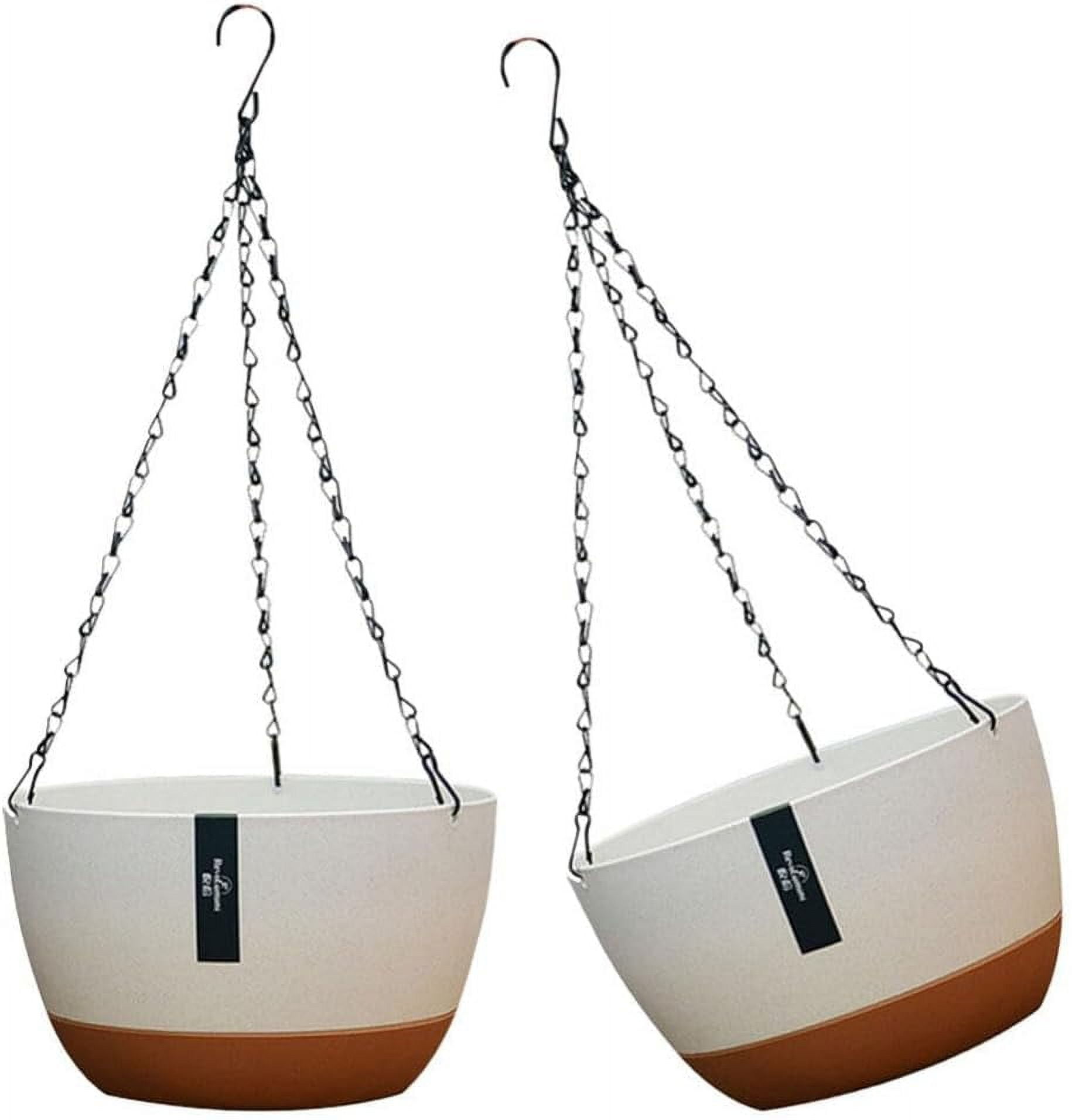Wewean 2 Pack Hanging Planters 8.25 Inch - Plastic Hanging Flower Pot ...