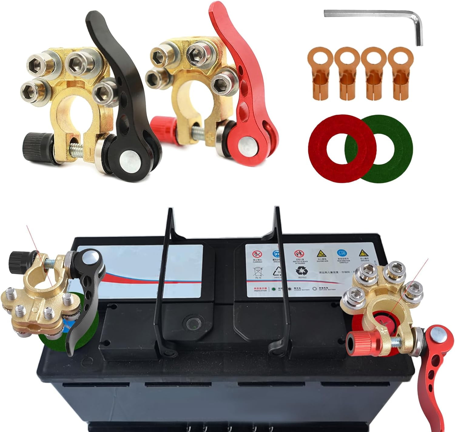 Wewean 2PCS Battery Terminal Connectors, Auto Terminal Clamps ...