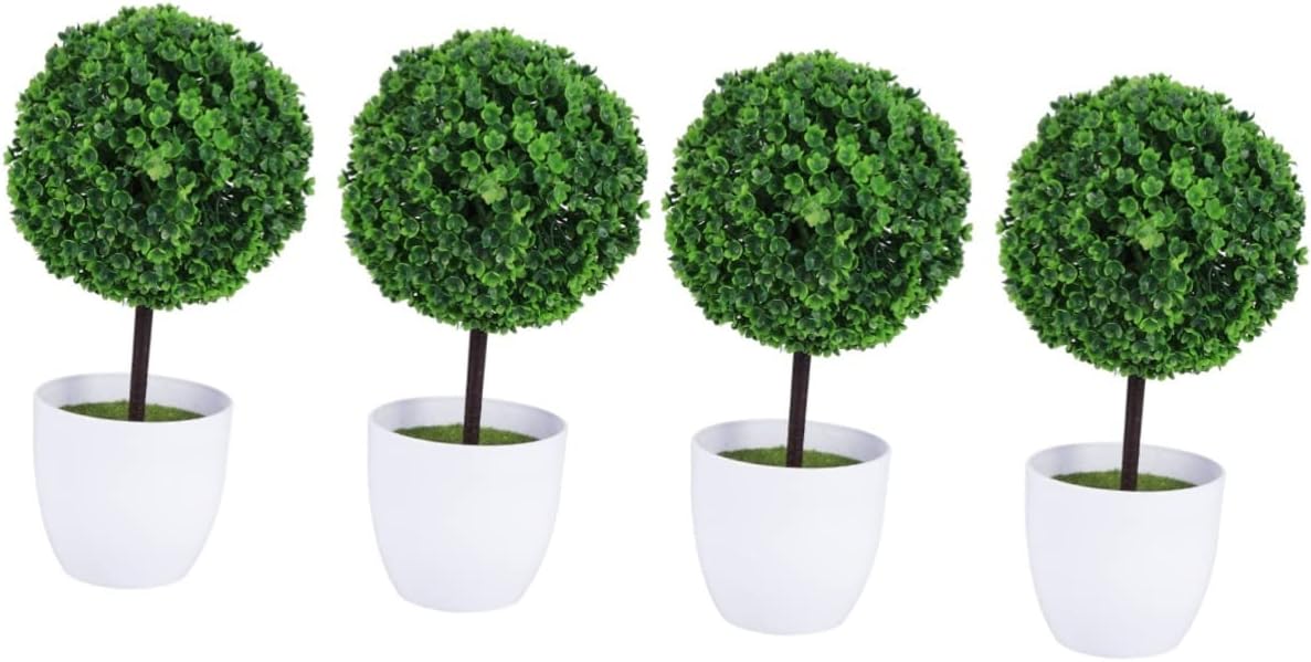 Wewean 4 Pcs Artificial Plants Ball Artificial Bonsai Tree Artificial ...