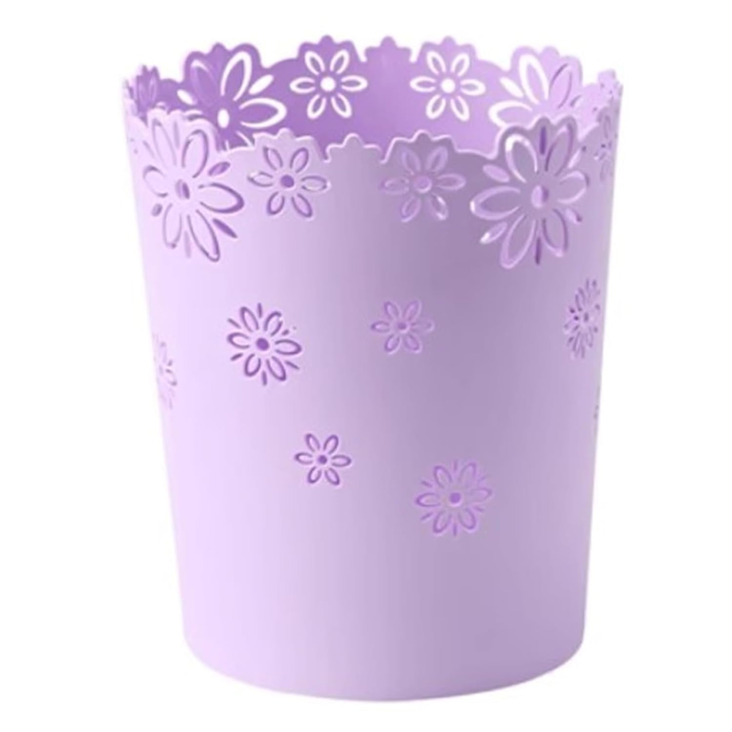 Wewean 7.5 Inch Plastic Hollow Waste Paper Basket, Flower Lace Round ...