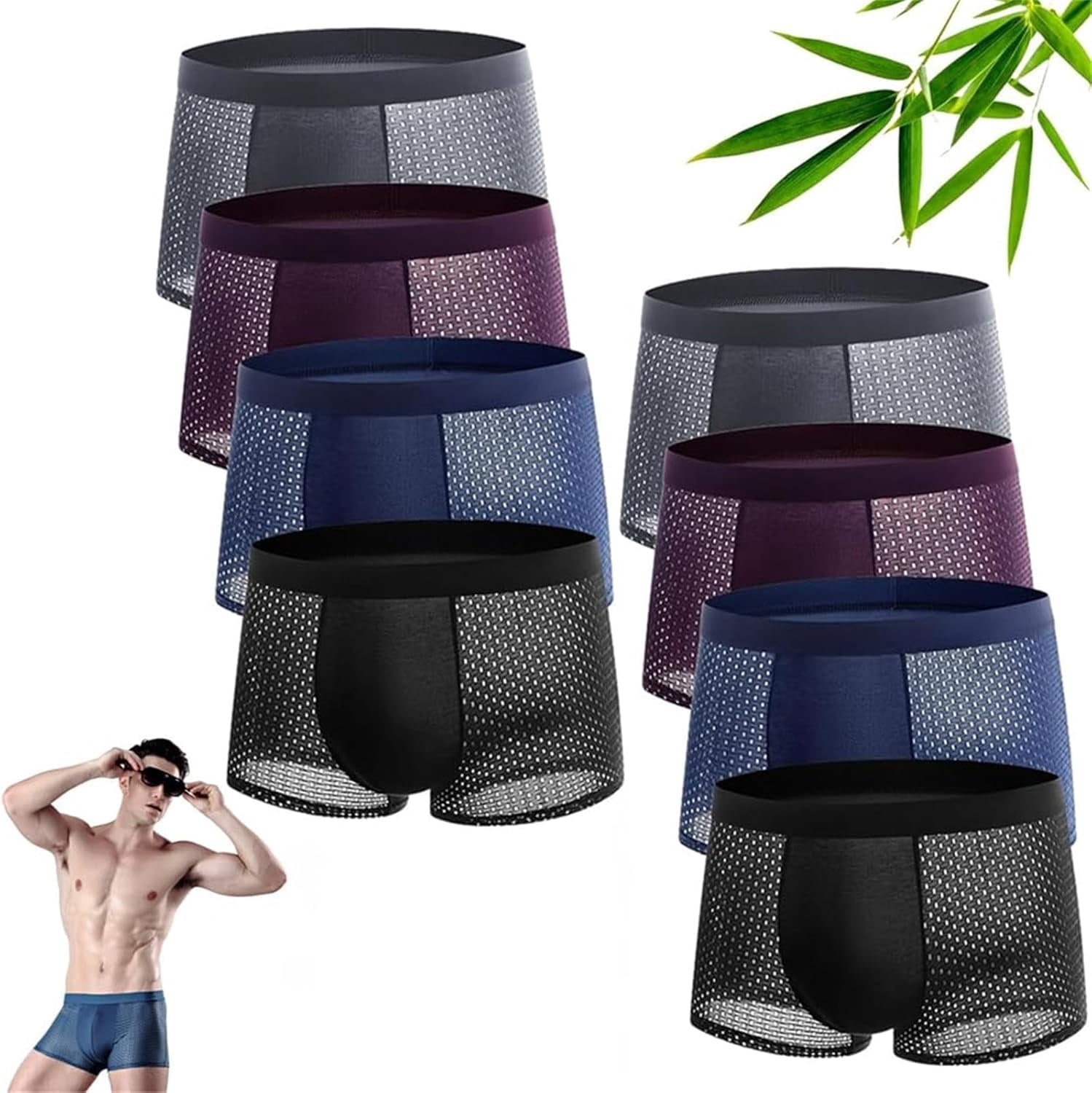 Wewean Bamboo Fiber Boxer Briefs,Breathable and Stretchy Men Underwear ...