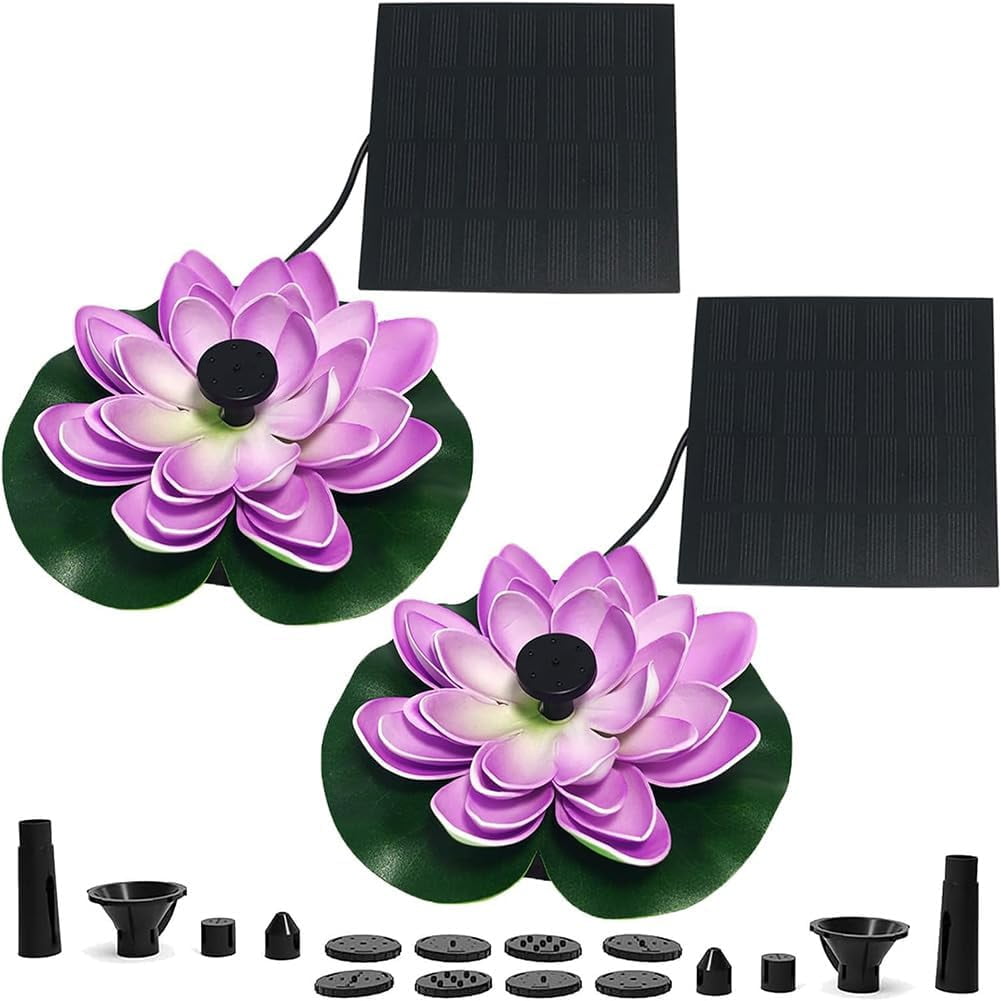 Wewean Lotus Shaped Solar Fountain Pond Decorative, Floating Solar ...