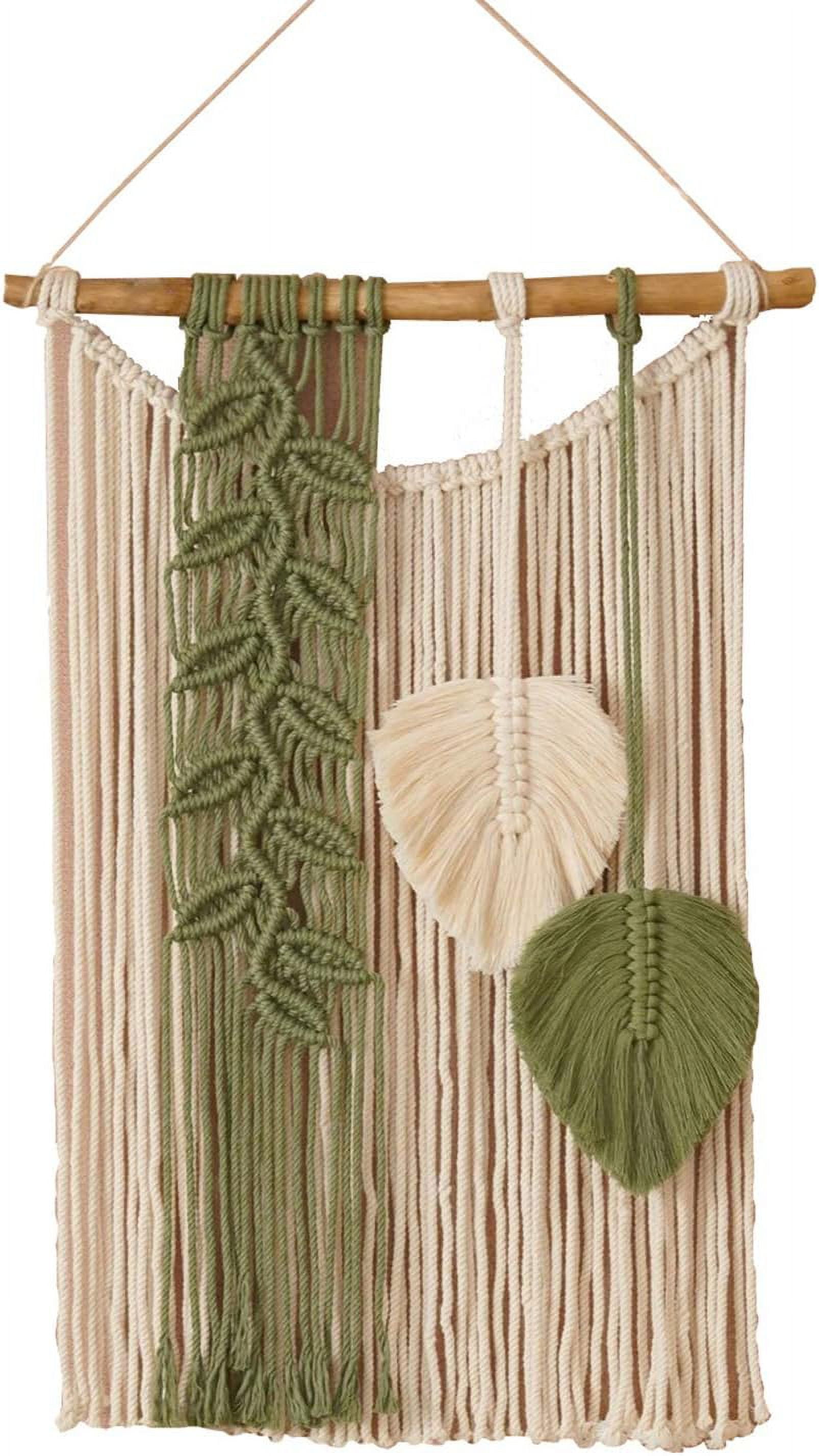 Wewean Macrame Wall Hanging Decor Boho Woven Leaf Tassels Wall Decor ...