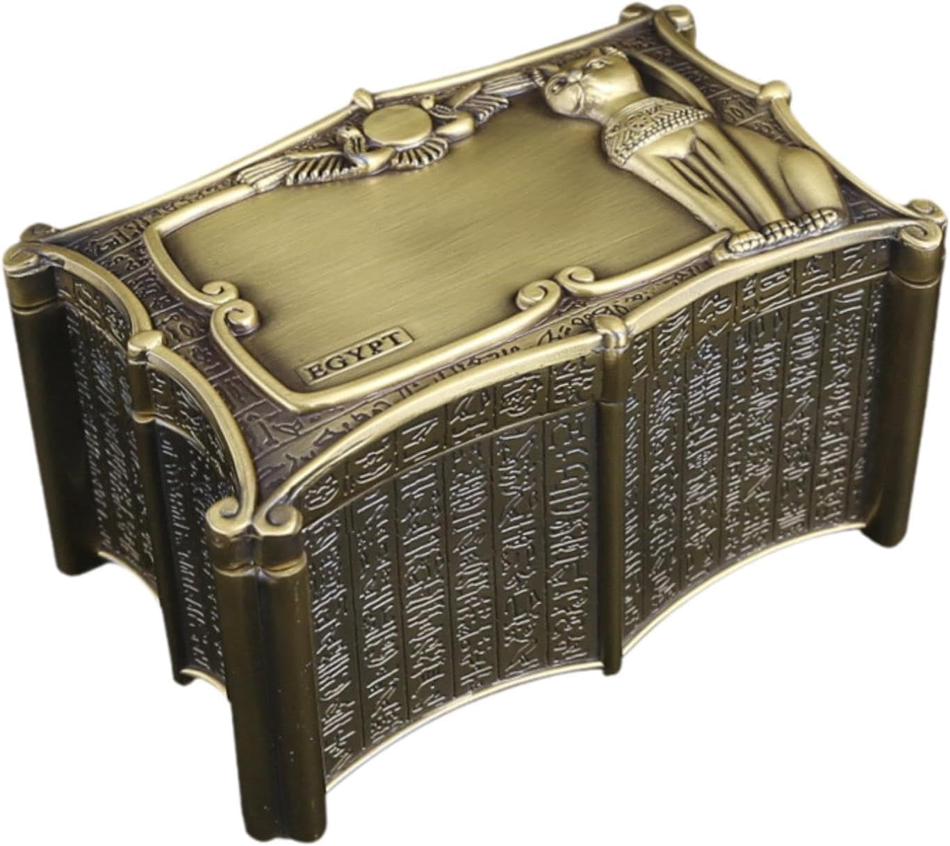 Wewean Metal Jewelry Box Small Treasure Chest Box Vintage Design for ...