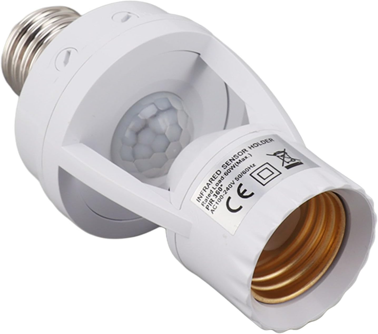 Wewean Motion Sensor Light Socket, E27 Screw Bulb Adapter, PIR Motion ...