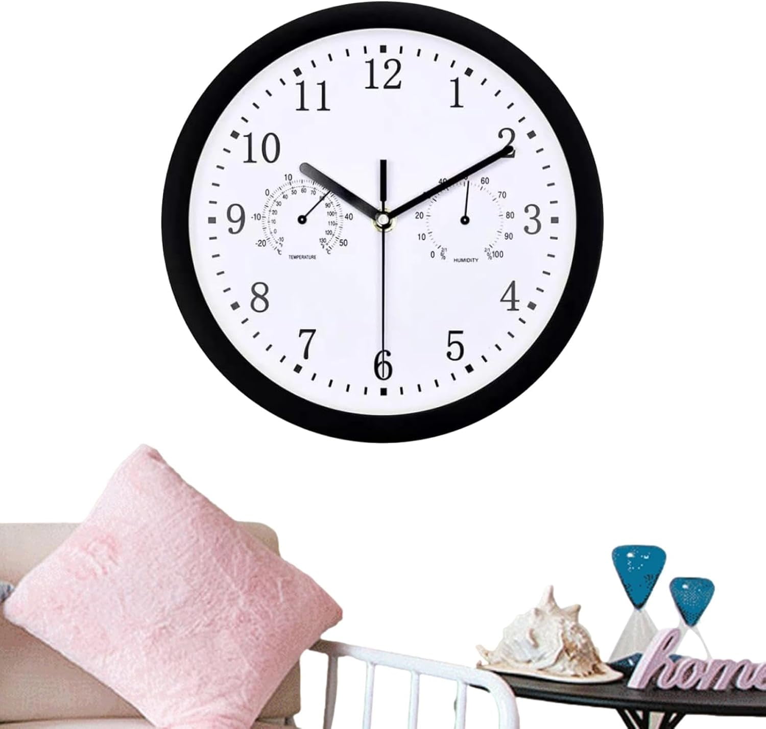 Wewean Outdoor Clocks Waterproof, Elegant Outdoor Clock Temperature ...