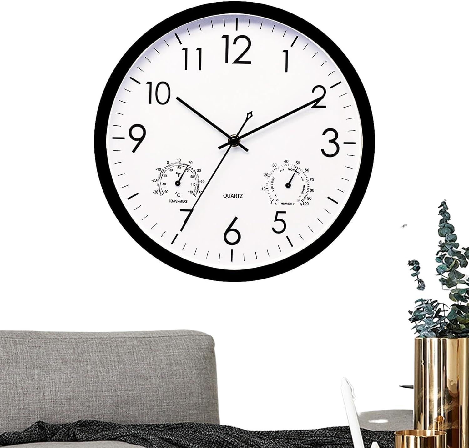 Wewean Outdoor Clocks Waterproof, Elegant Outdoor Clock Temperature ...