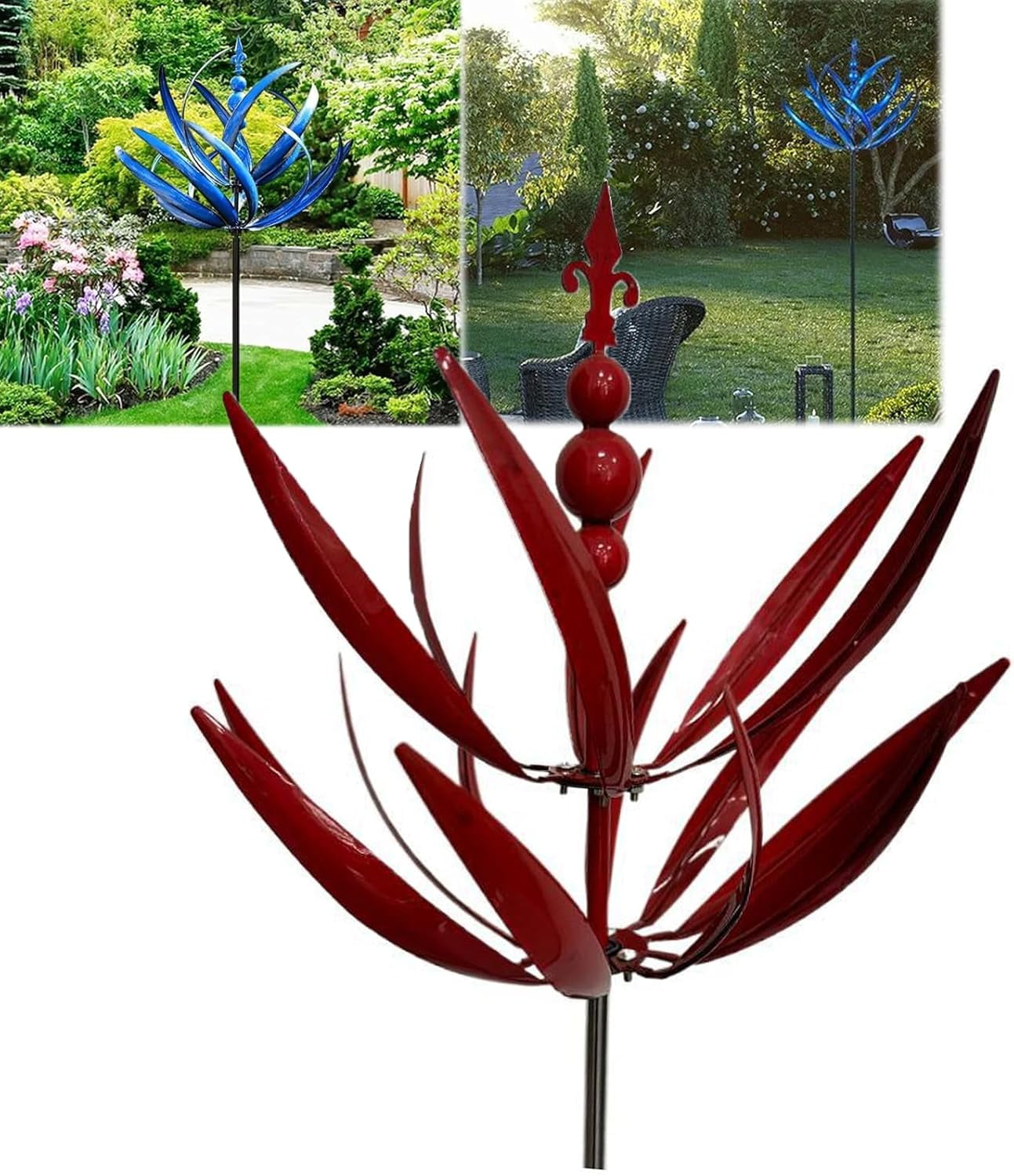 Wewean Wind Spinners Outdoor,Beautiful Summer Multi Colored Flowers ...