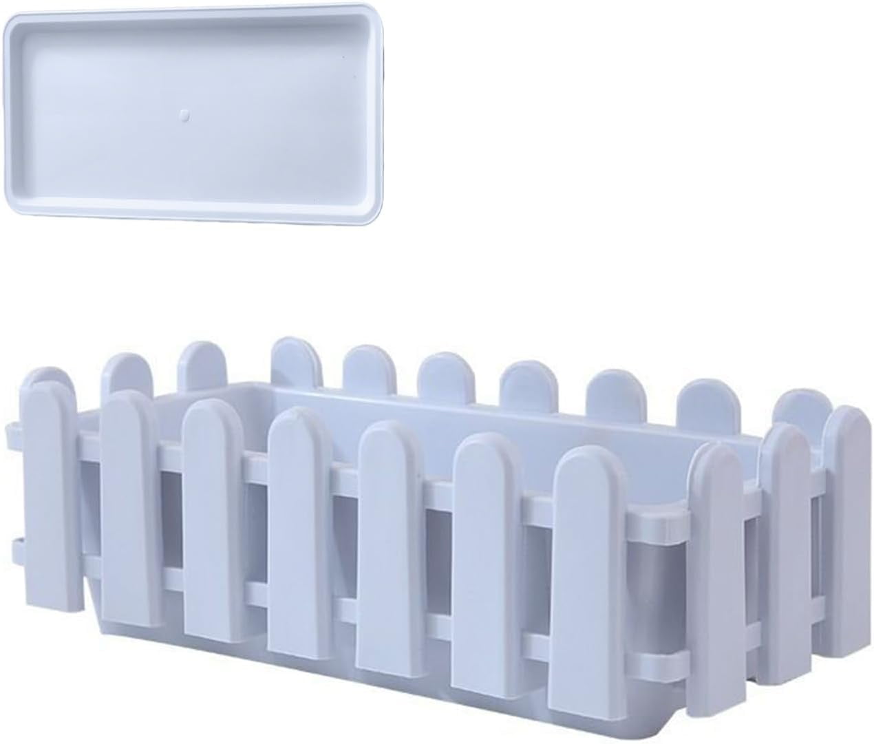 Wewean Window Box Planter, 12 Inches Rectangular Planters Box Fence ...