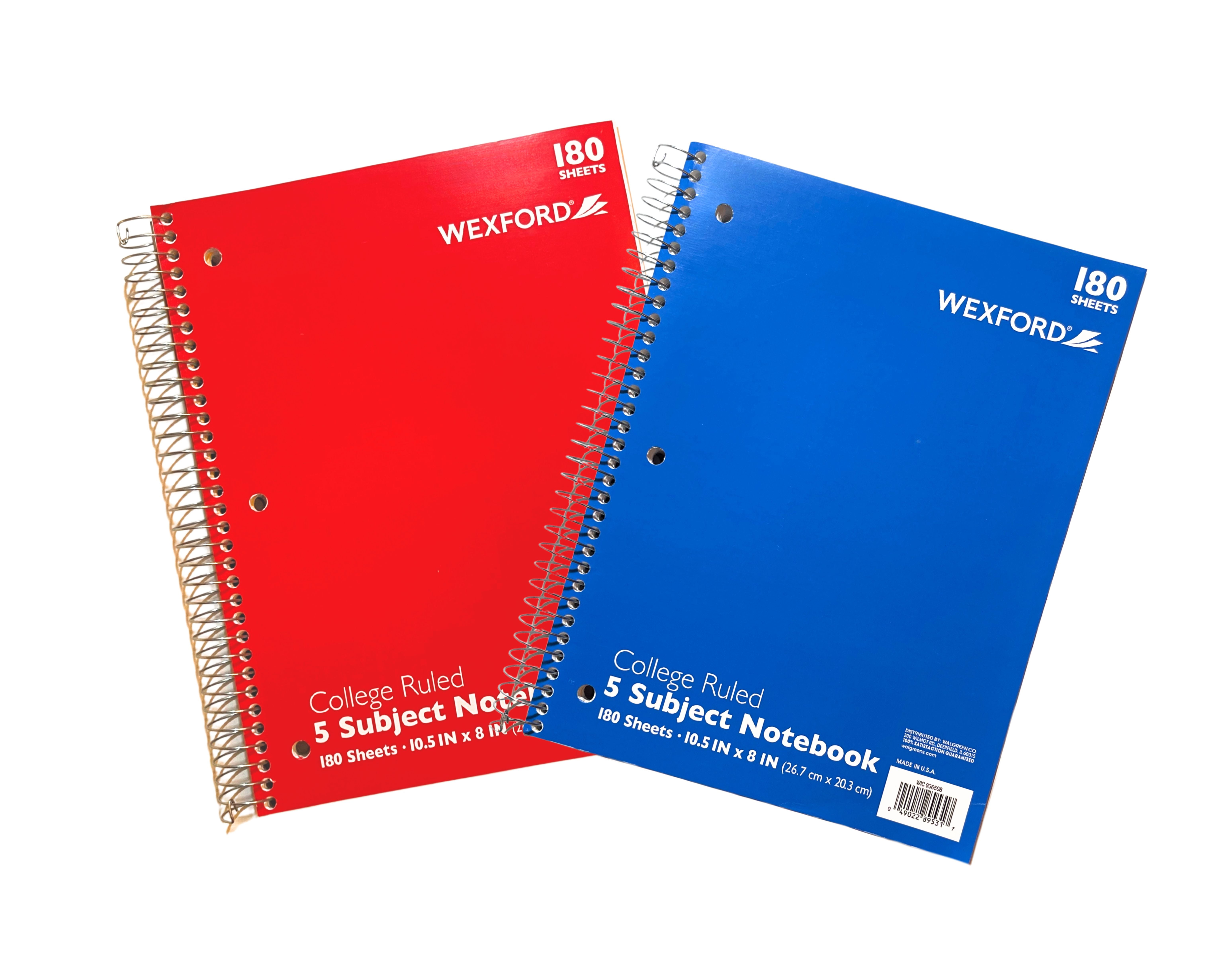 Wexford 5 Subject College Ruled Notebook 2 Pack (Colors May Vary ...