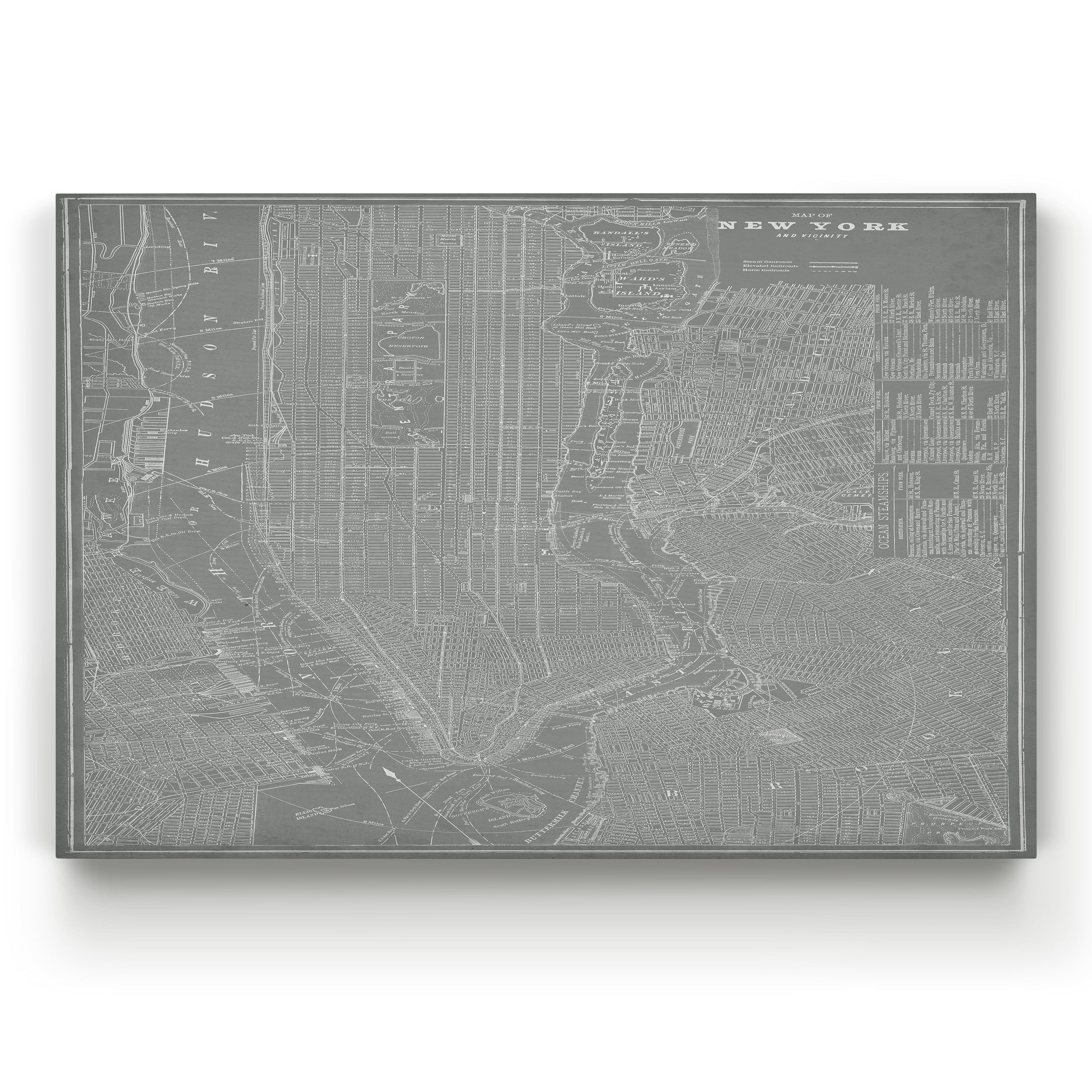 Wexford Home City Map of New York-Premium Gallery Wrapped Canvas 12X18 ...