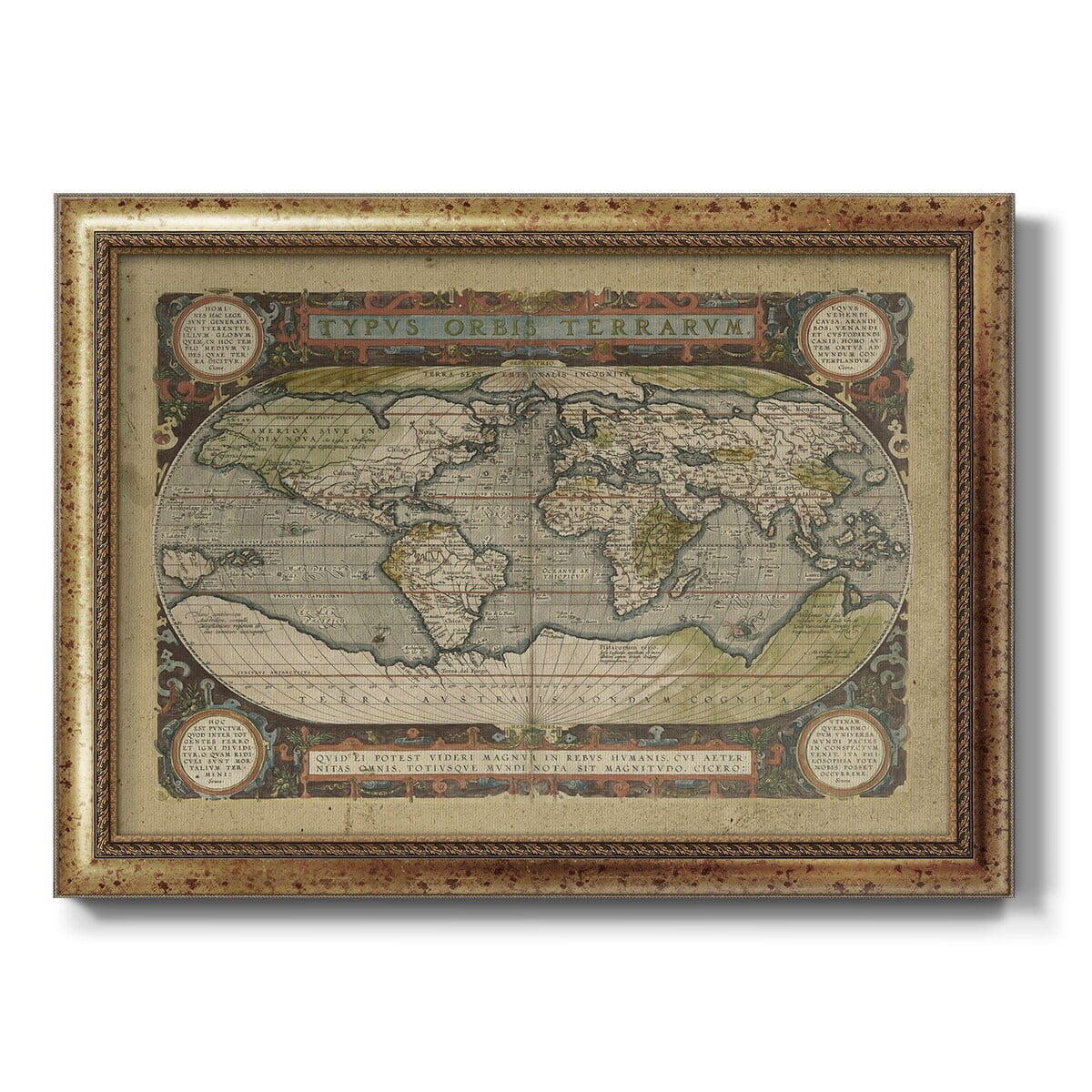 Wexford Home Embellished Antique World Map Premium Framed Canvas- Ready ...