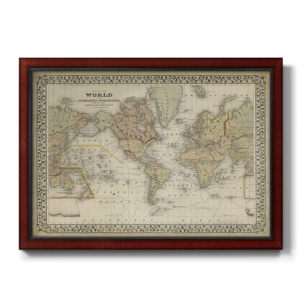 Wexford Home Mitchell's World Map Premium Framed Canvas- Ready to Hang ...