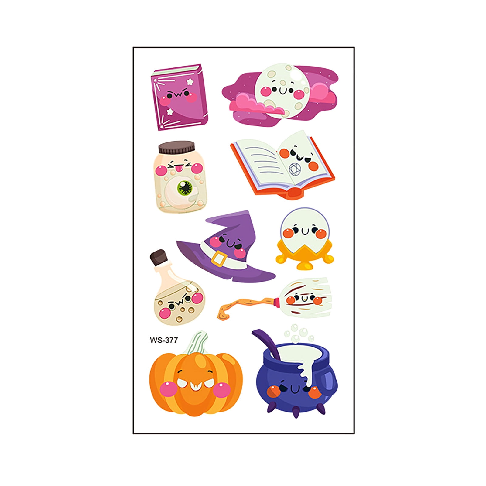 Weyolog Fake Tattoos Halloween Luminous Tattoo Stickers Children Face ...