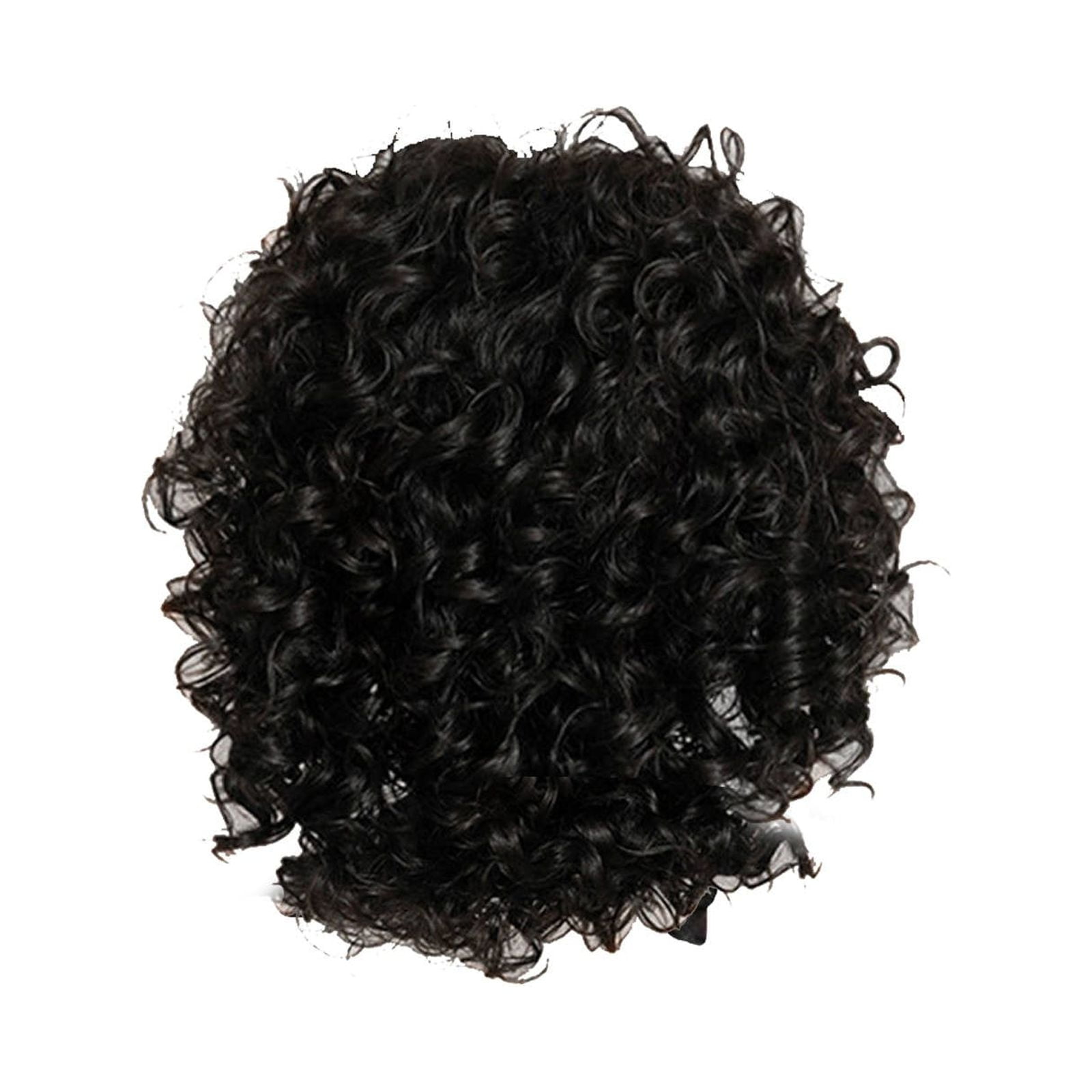 Weyolog Wigs African Short Curly Hair Small Curly Hair Bangs Black Wig ...