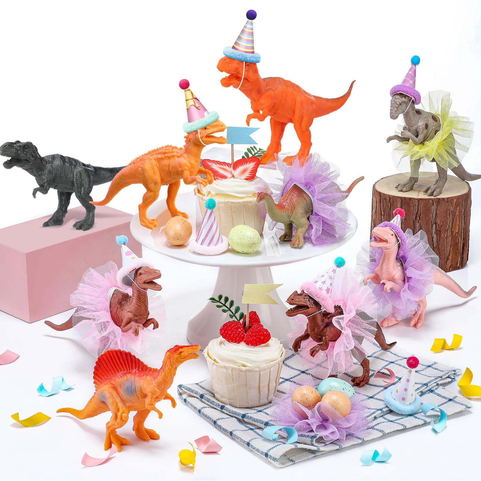Weysat 27pcs Dinosaur Birthday Party Decorations COC1Mini Birthday Hat ...