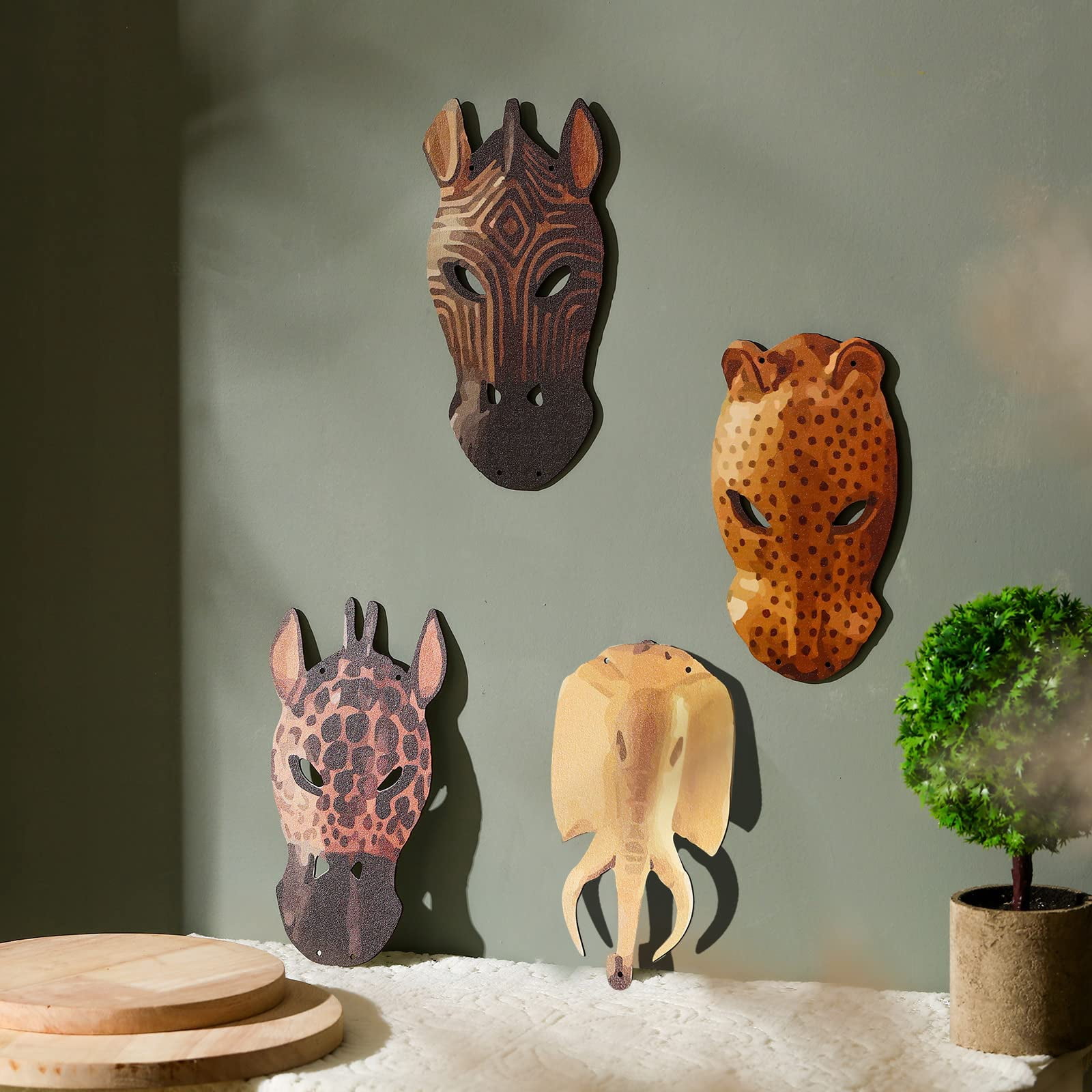 Weysat 4 Pcs African Masks Wall ATT1Decor Safari Masks Wall Decor ...