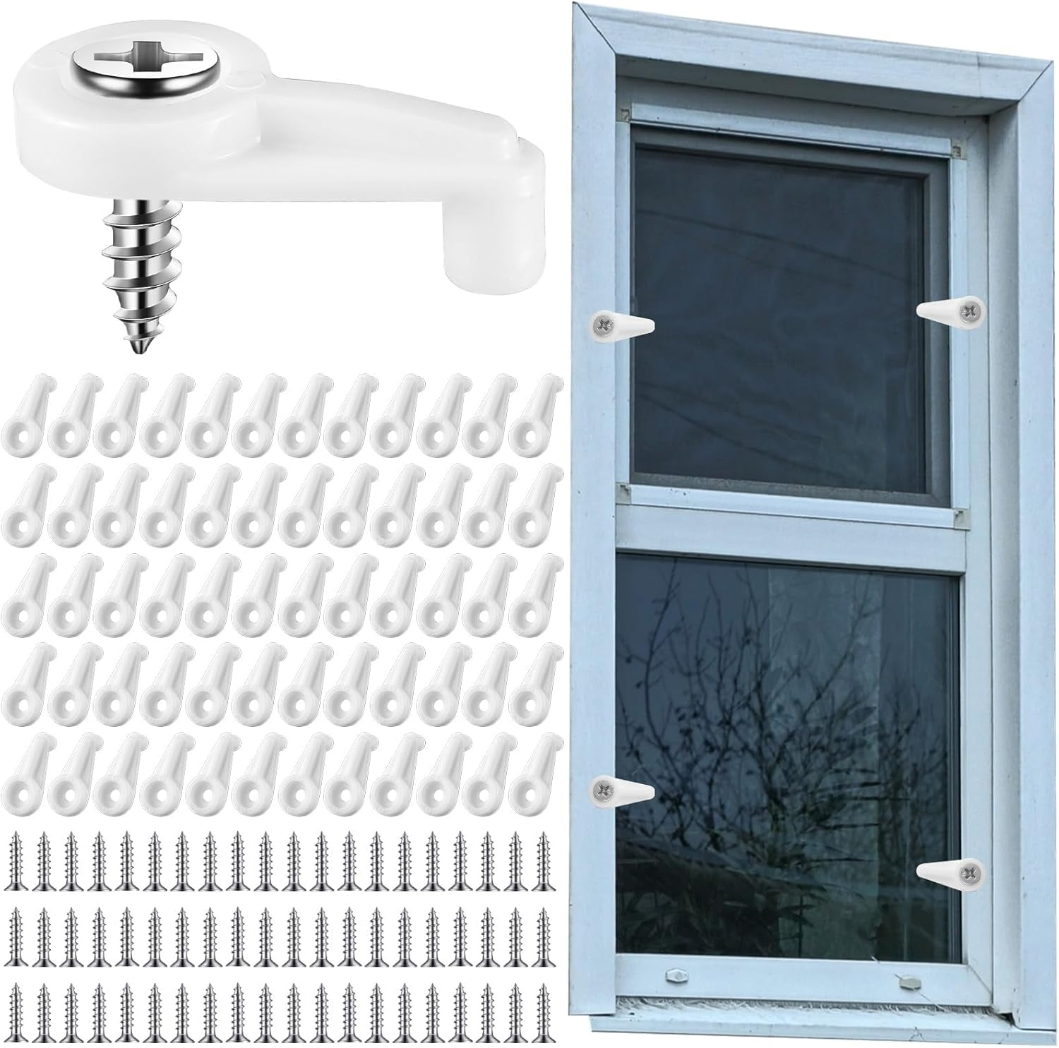 Weysat 60 Pcs Storm Window Clips with Screws Screen Clips Storm Windows ...