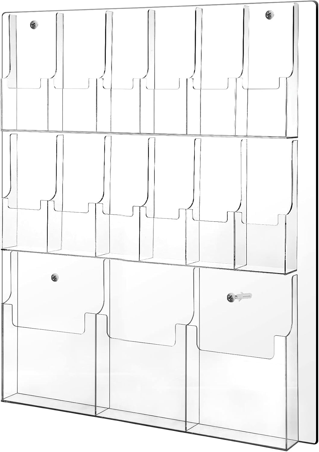 Weysat Acrylic Brochure Holder Wall Mount, Clear Plastic Pamphlet ...