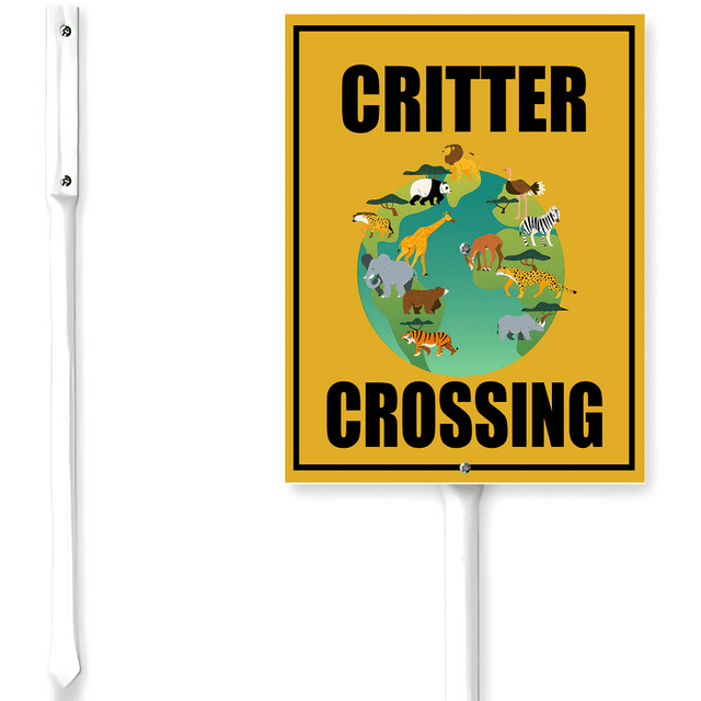 Weytff Critter Crossing Yard Sign With Stake Slow Down Sign 8x12inch ...