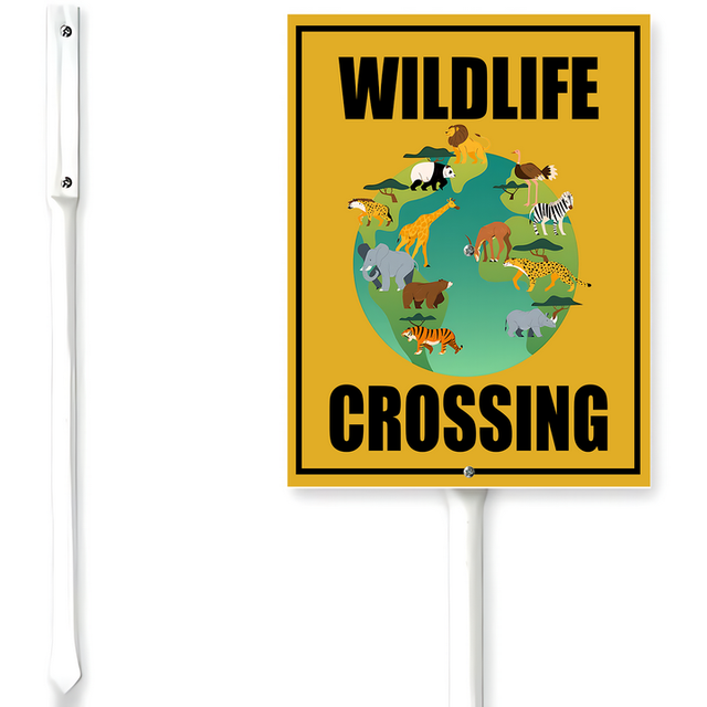 Weytff Wildlife Crossing Yard Sign With Stake Slow Down Sign 7x8.8inch ...