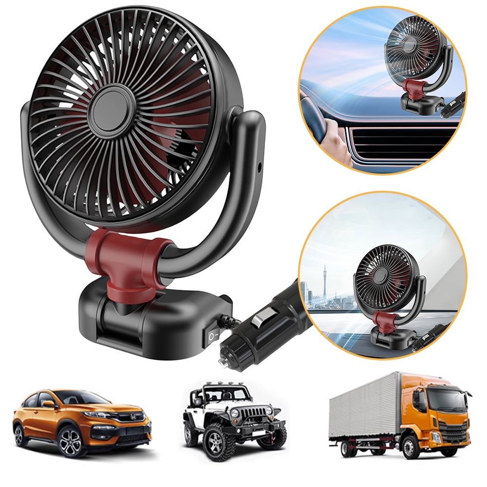 Wgeygst 24V Car Cooling Fan 360 Rotation Folding Car Dashboard Small ...
