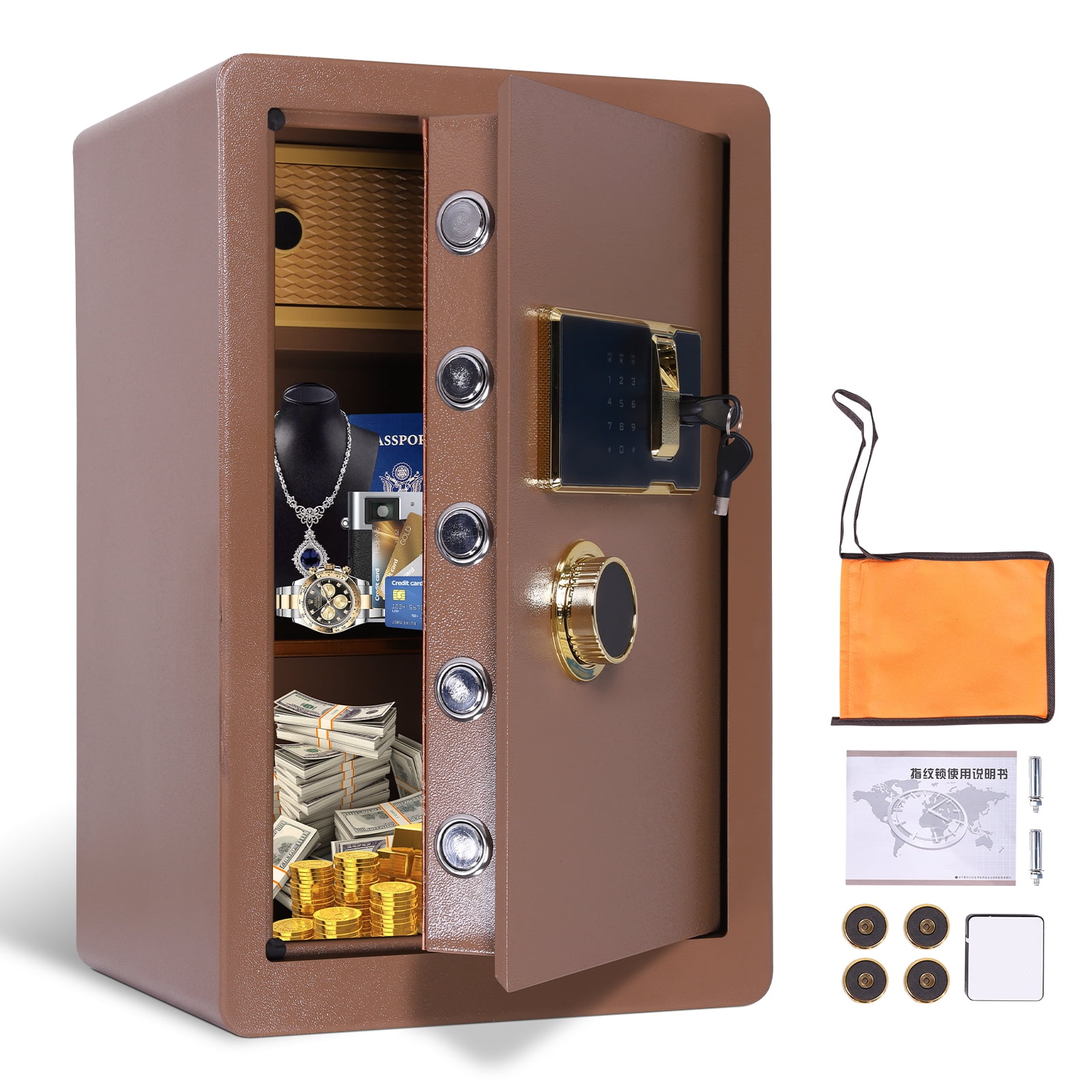 Wgeygst 60cm Biometric Safe Box Personal Lock Money Box for Documents ...