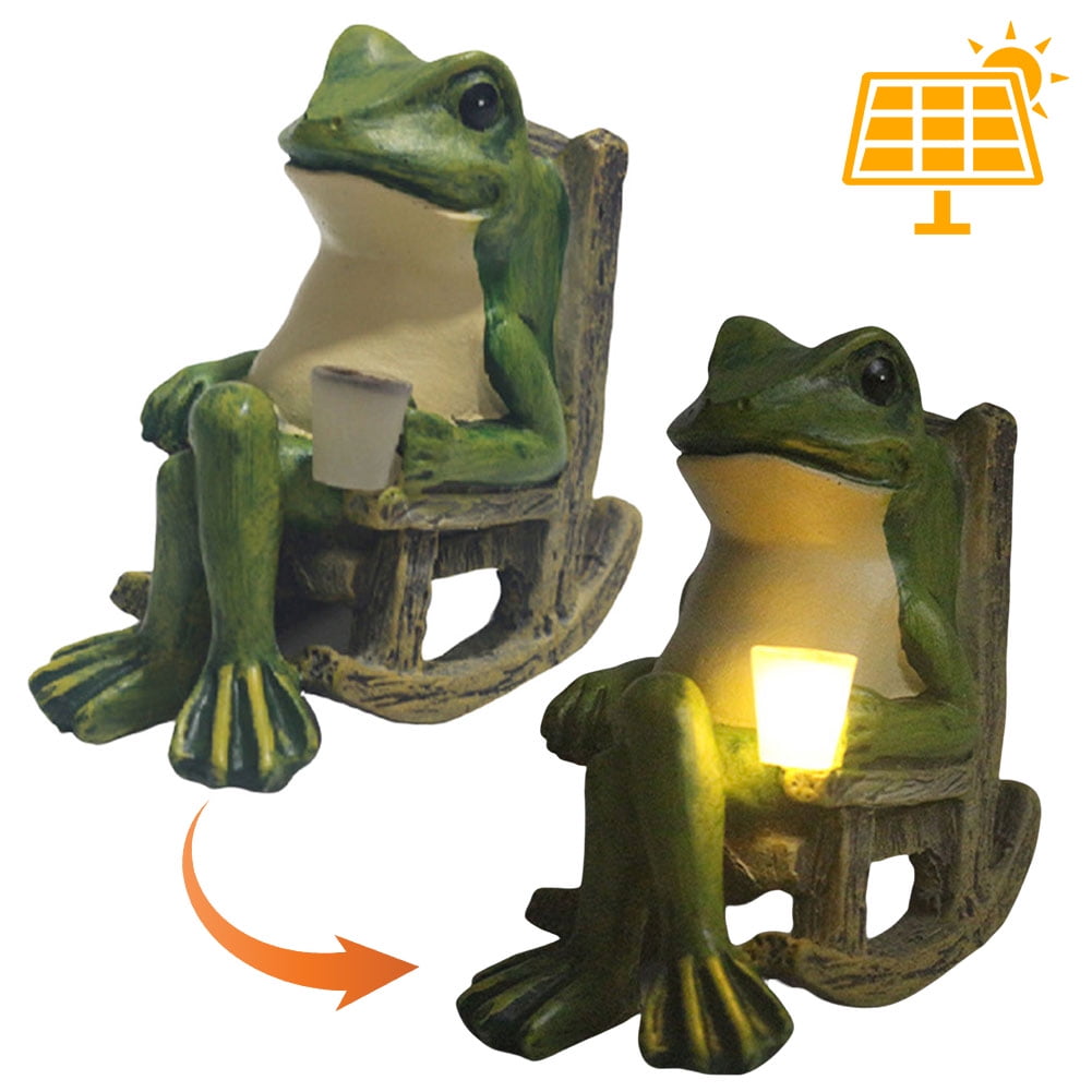 Wgeygst Miniature Frog Garden Statue Solar Garden Frog Decor for Patio ...
