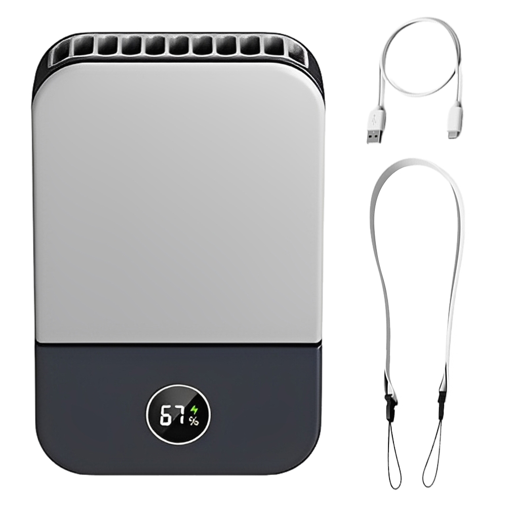 Wgeygst Portable Bladeless Hanging Neck Fan 3-Speed Rechargeable Waist ...
