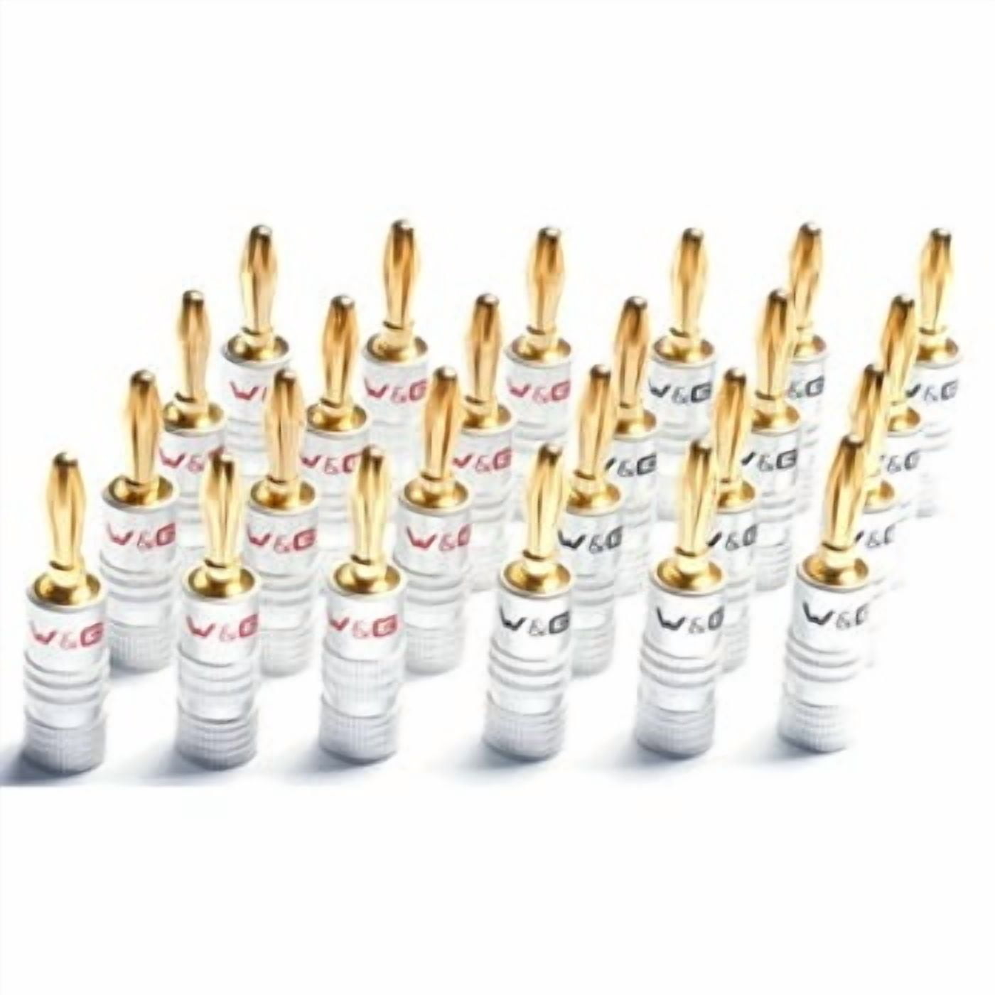 WGGE WG-009 Banana Plugs Audio Jack Connector, 24k Gold Dual Screw Lock ...