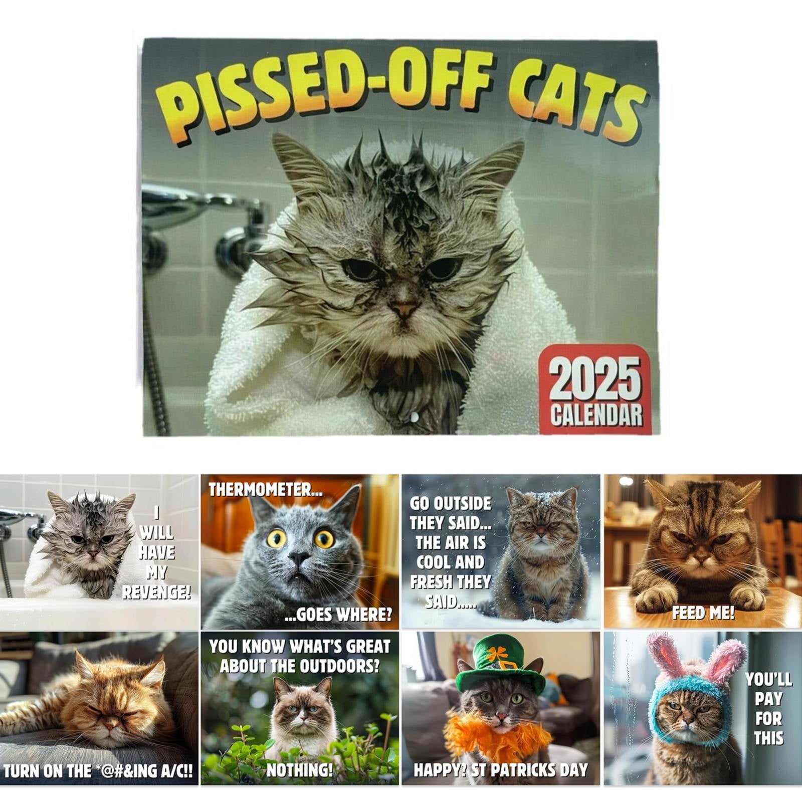 Wgmhea 2025 Peed Off Cats Calendar Funny Cat Themed Gifts for Cat ...