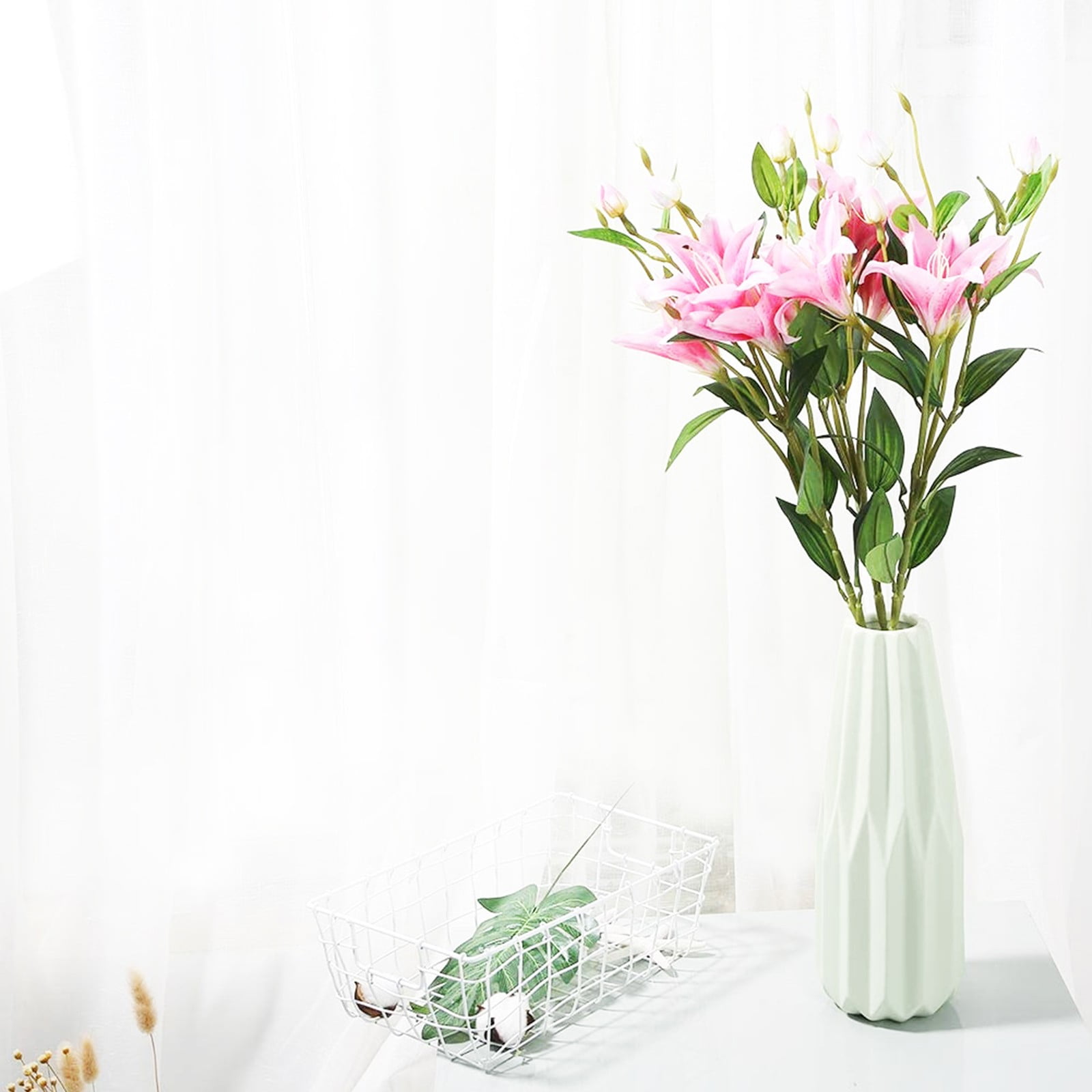 Wgmhea Balcony Decor Long Stem Artificial Lilies Flowers Silk for Home ...
