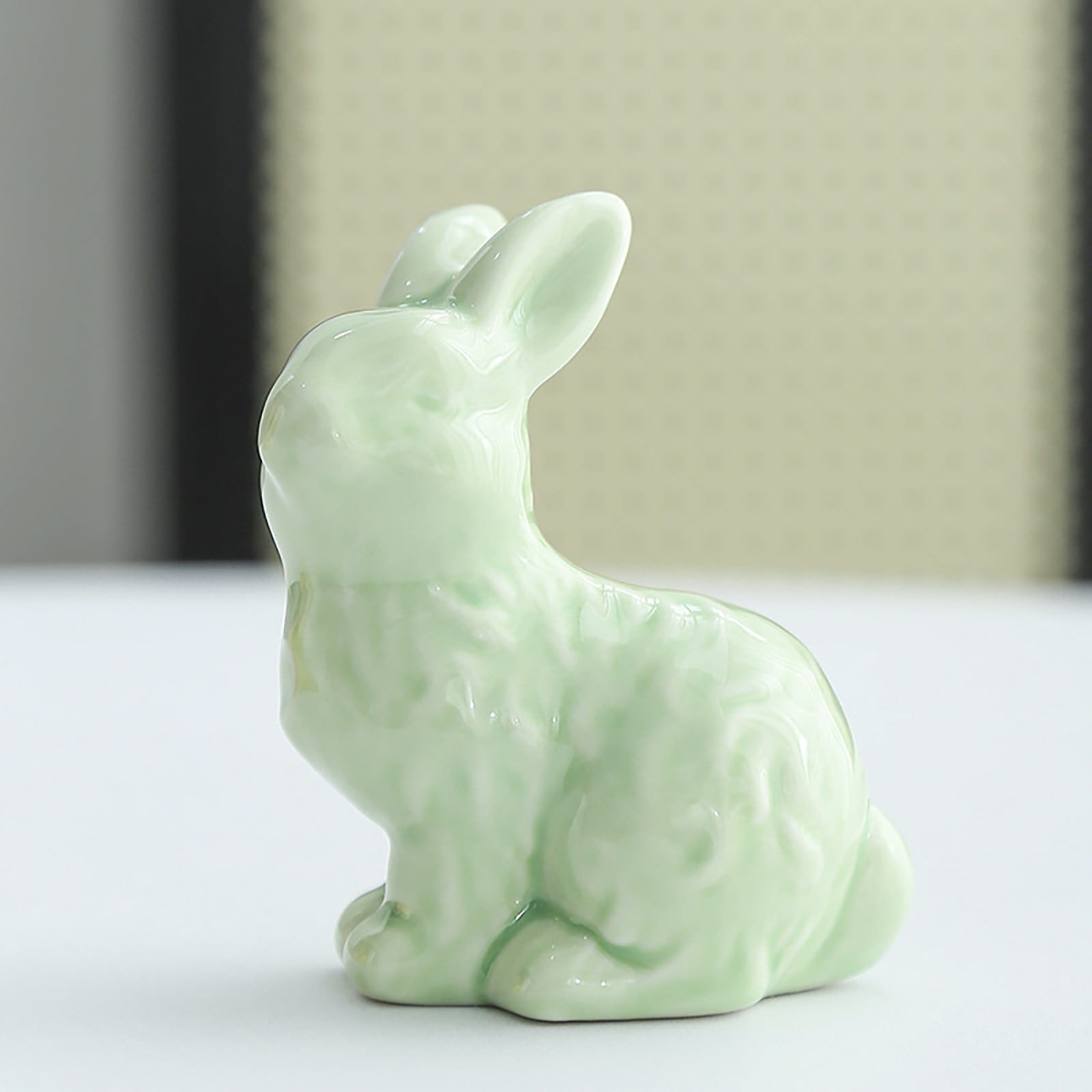 Wgmhea Ceramic Bunny Figurine Christmas Bunny Statue Easter Decorations ...