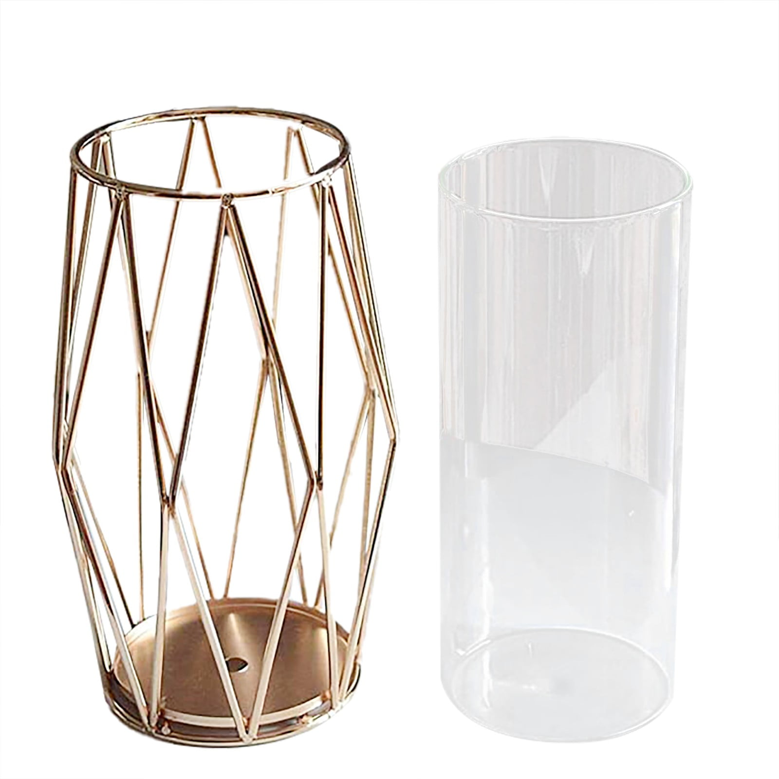 Wgmhea Cute Room Decor Glass Flower Vase with Geometric Metal Stand ...