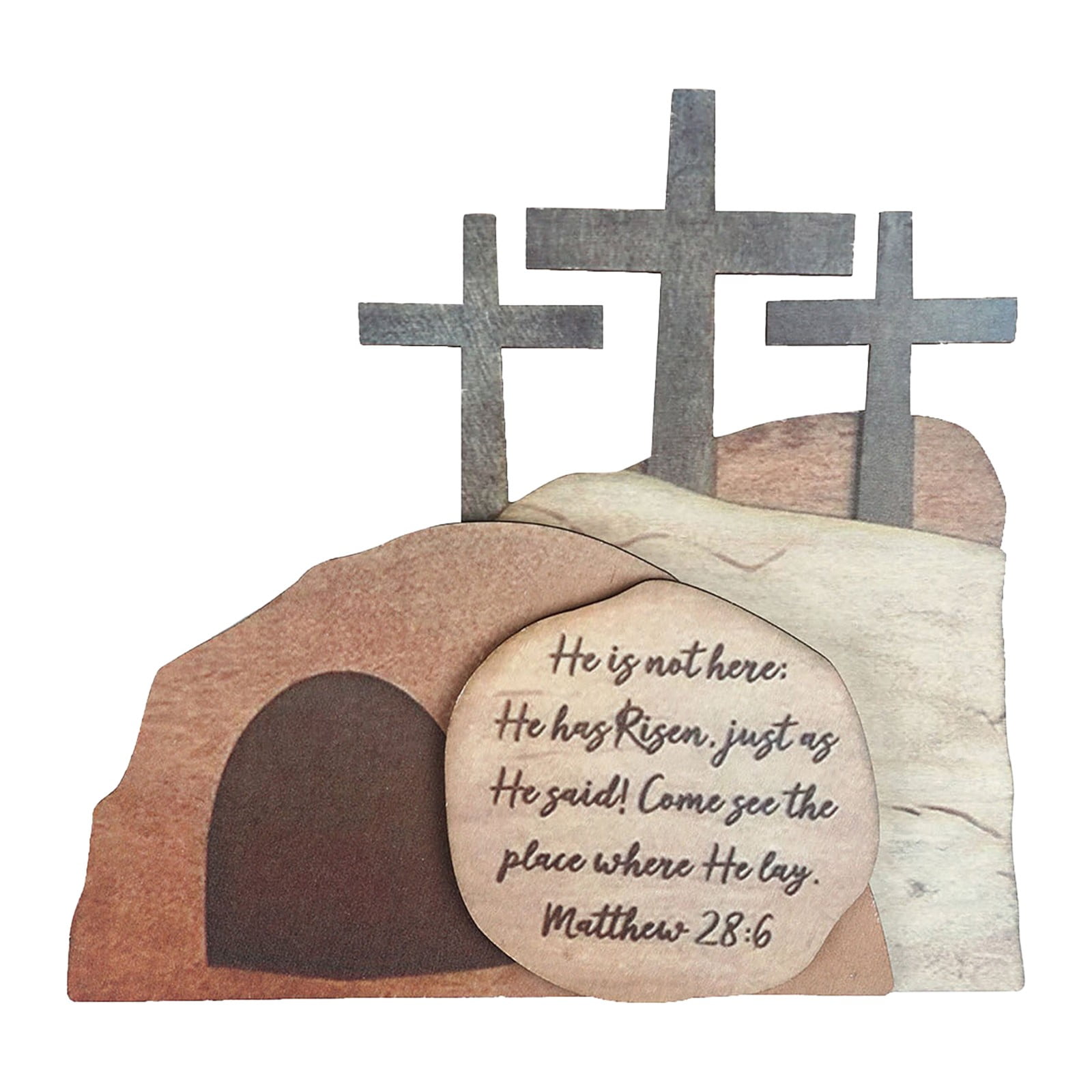 Wgmhea Cute Room Decor Wooden Easter Resurrection Scene, Empty Tomb ...