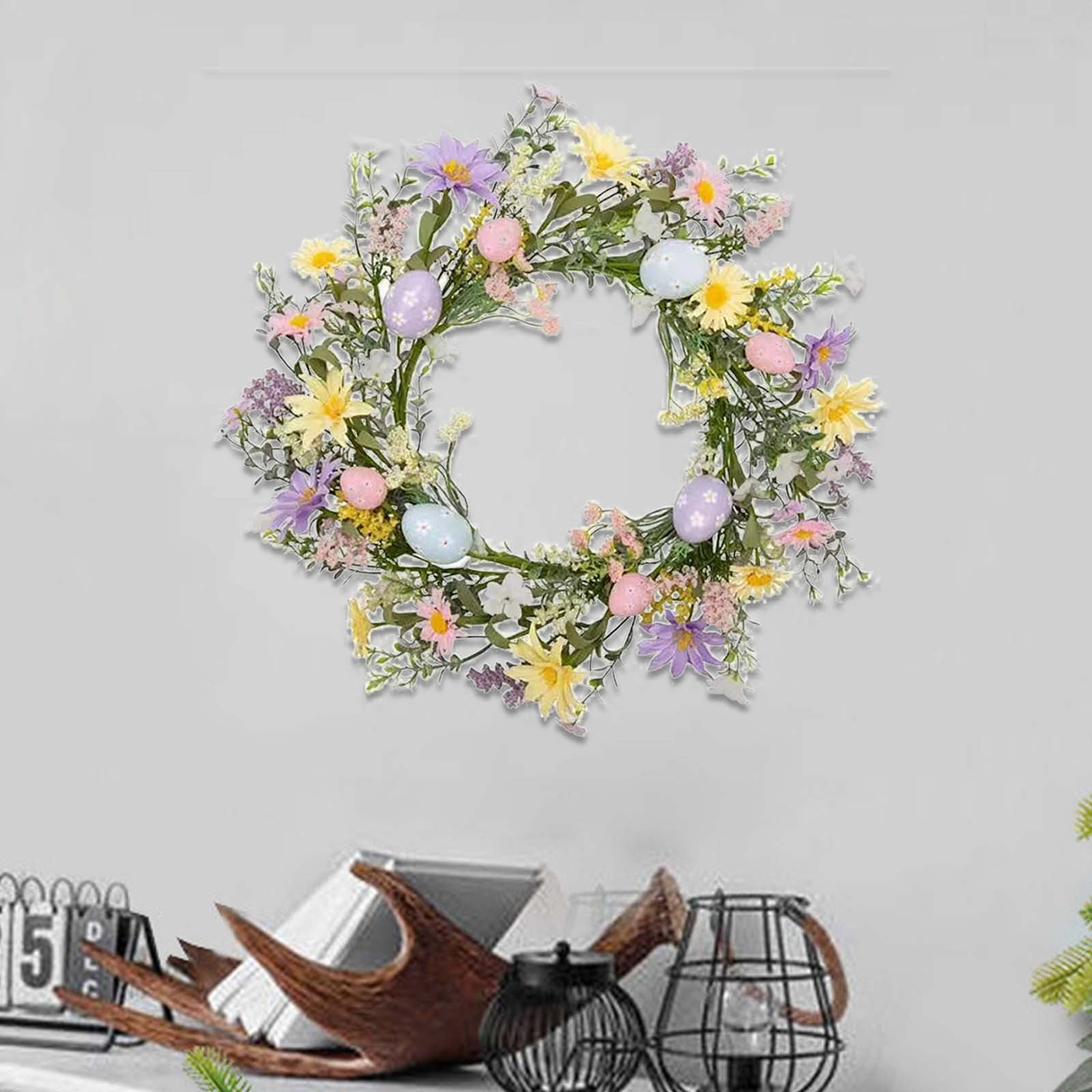 Wgmhea New Home Gifts Ideas 18 Inch Easter Wreath with Eggs Artificial ...