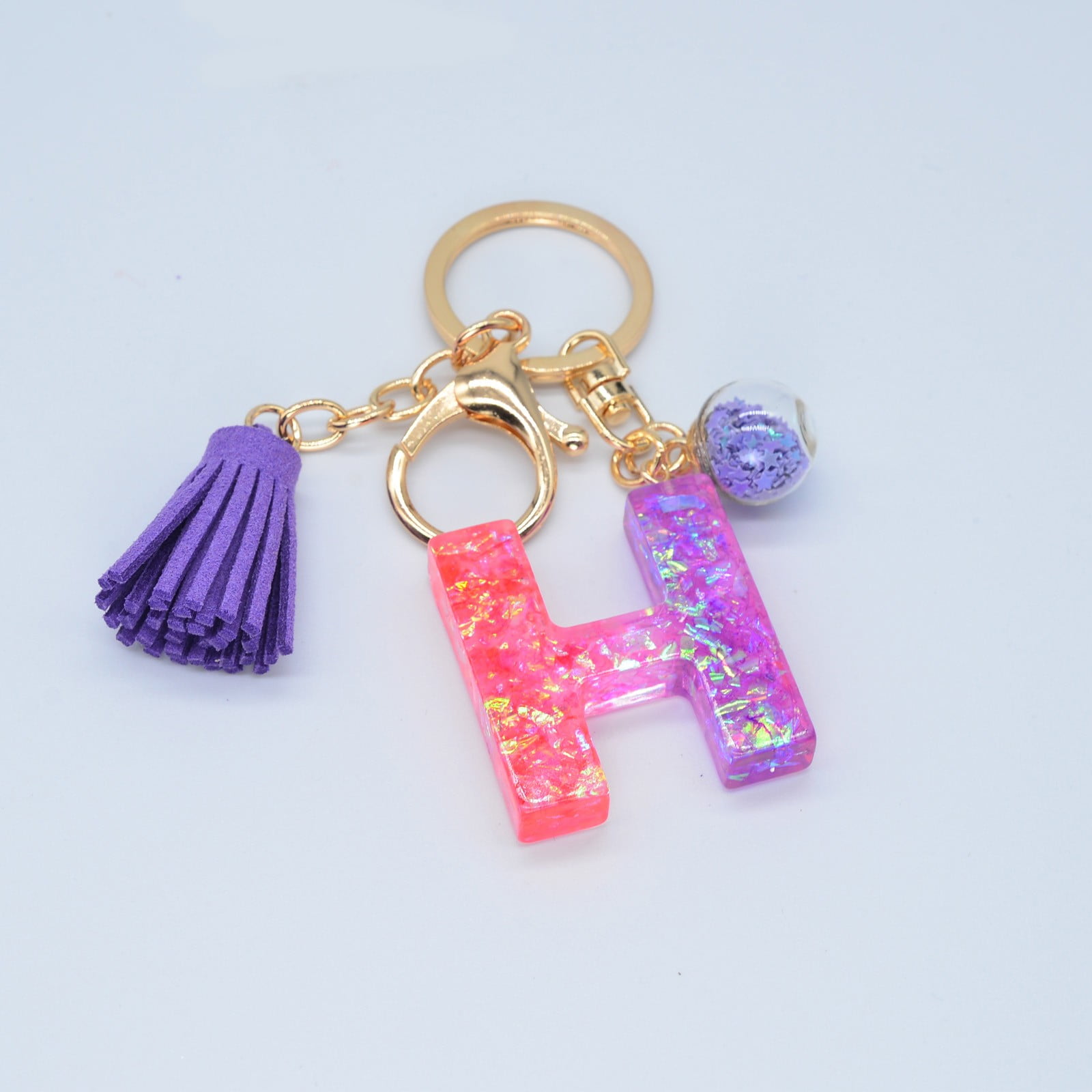 Wgmhea Outdoor Decor Resin Glittering Letter Keychain, Color Stitching ...