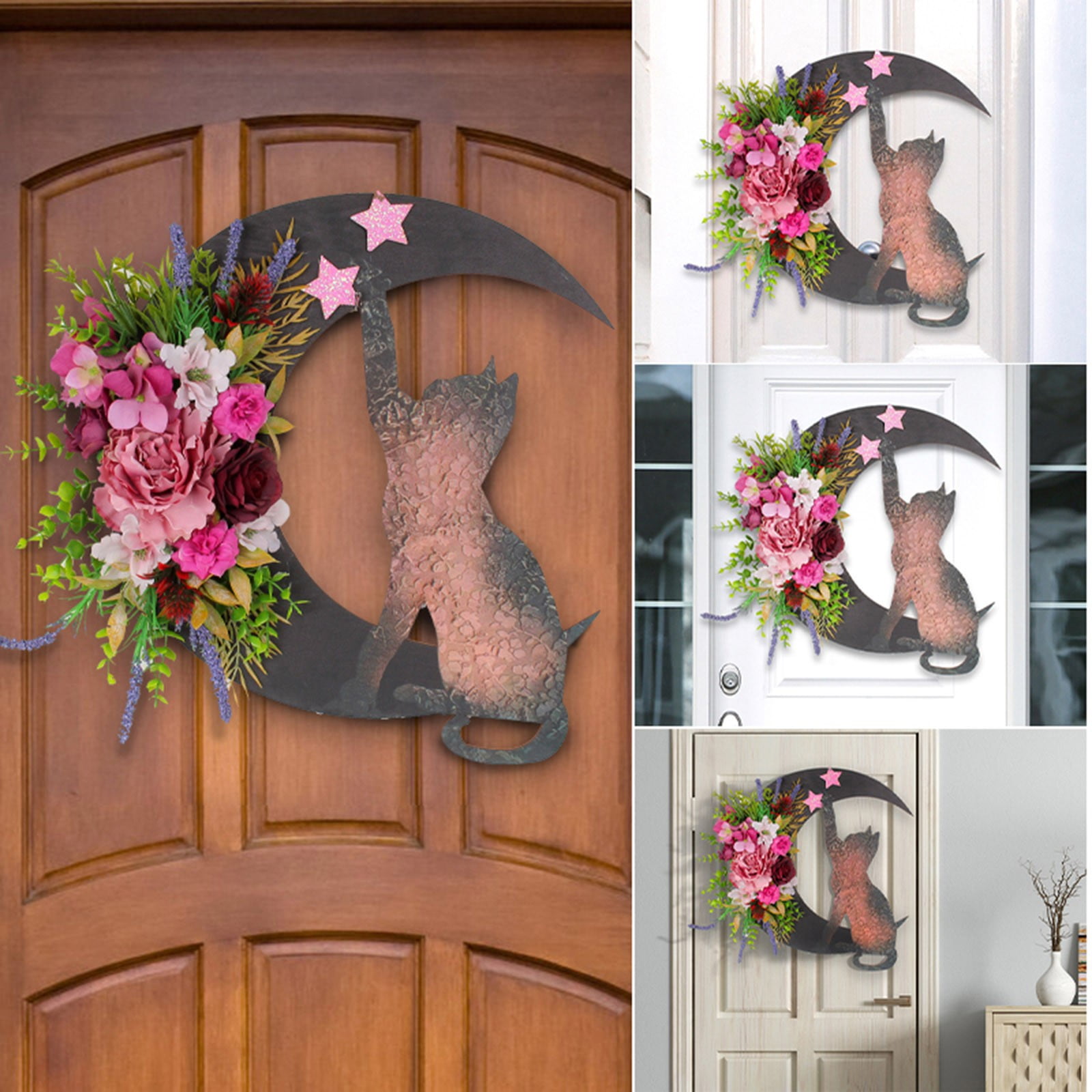 Wgmhea Room Decor for Teen Girls Cat Wreath Crescents with Purple ...