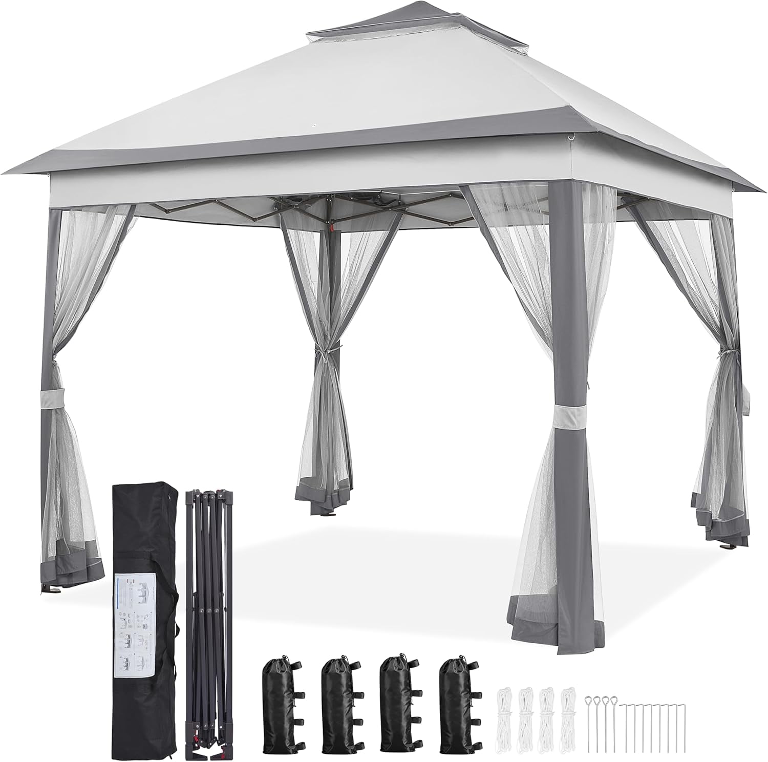 WgoodW 11x11 Pop Up Gazebo Outdoor Canopy Shelter, Instant Patio Gazebo ...