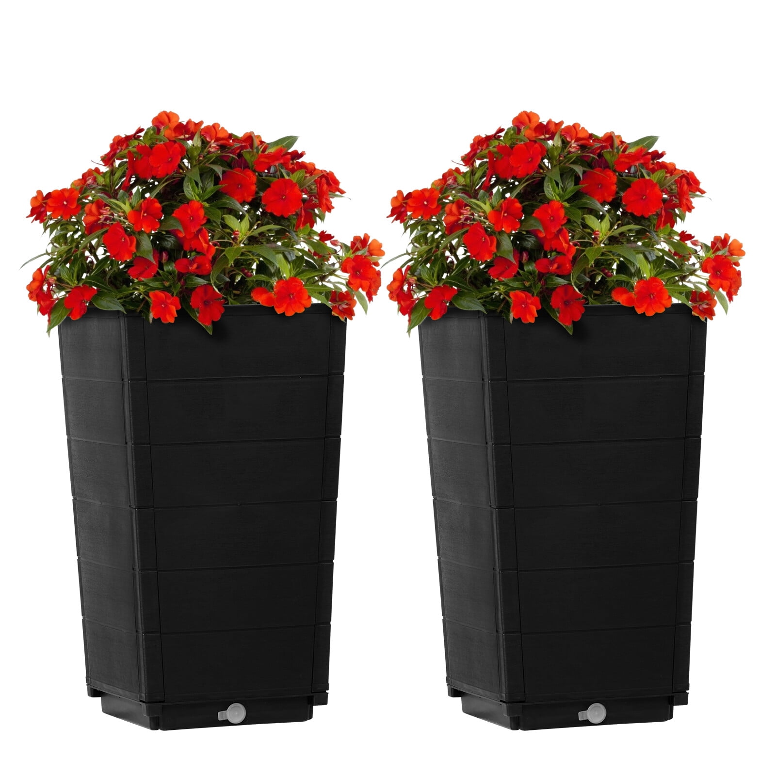 WgoodW 2 Pack Outdoor Tall Plastic Planter Set | Durable Plant Pots for ...