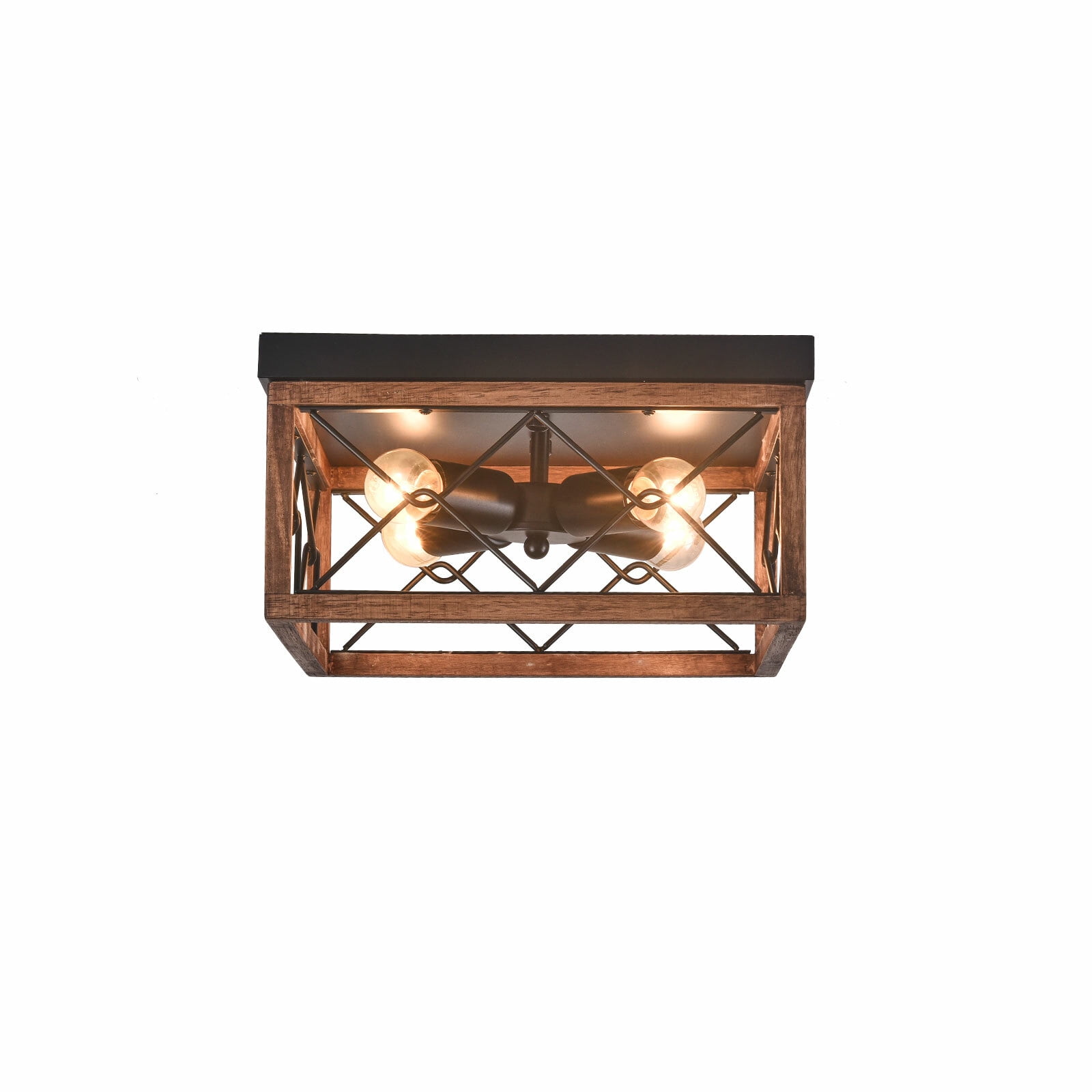 WgoodW 4-Light Farmhouse Flush Mount Light Fixture | Rustic Industrial ...